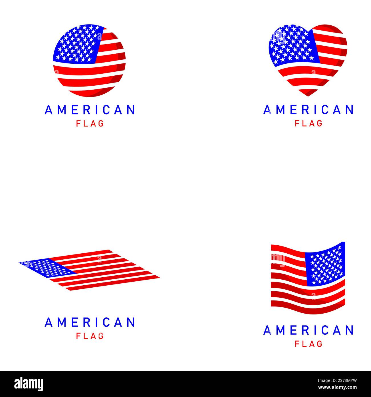 set of American flag logo design elements vector icons Stock Vector ...