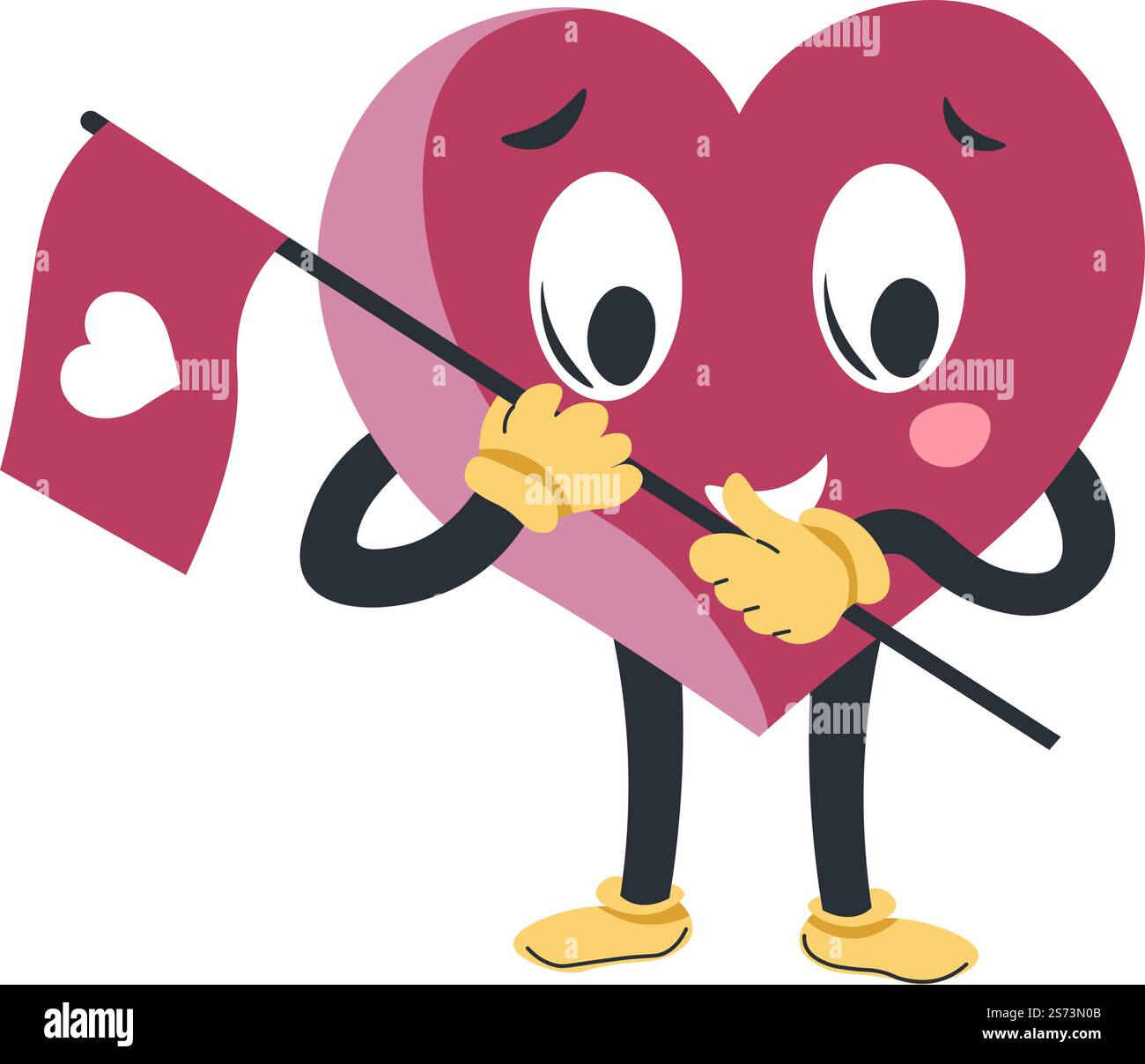 Love personage holding flag with heart hi-res stock photography and ...