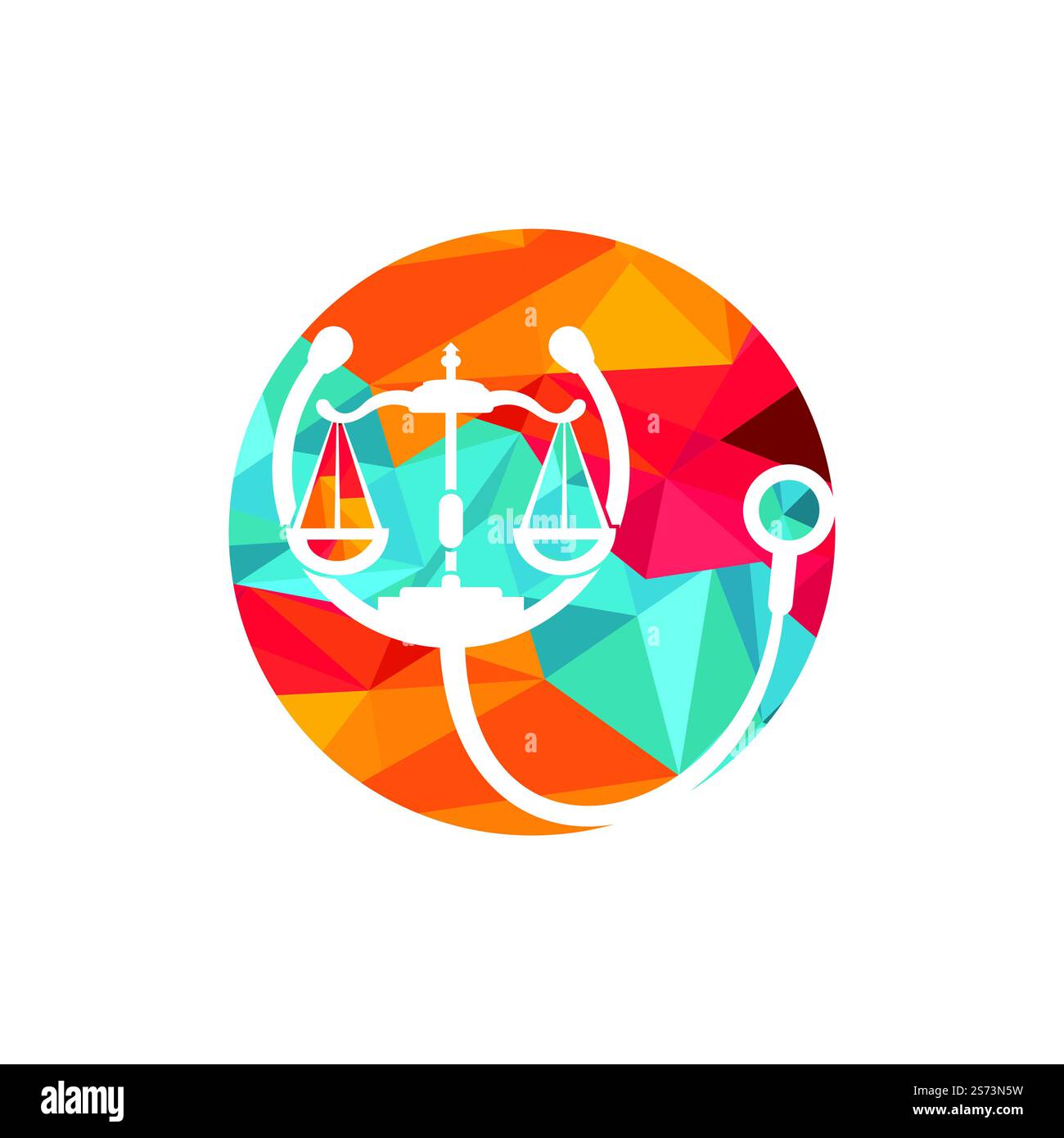 Medical law vector logo design template. Stethoscope with law scale ...