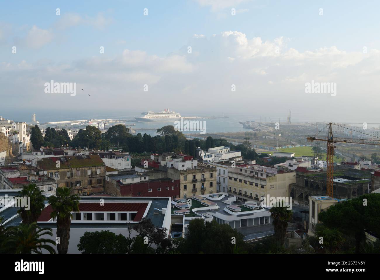 View of coast and port of Tangier, Morocco, North Africa Stock Photo ...