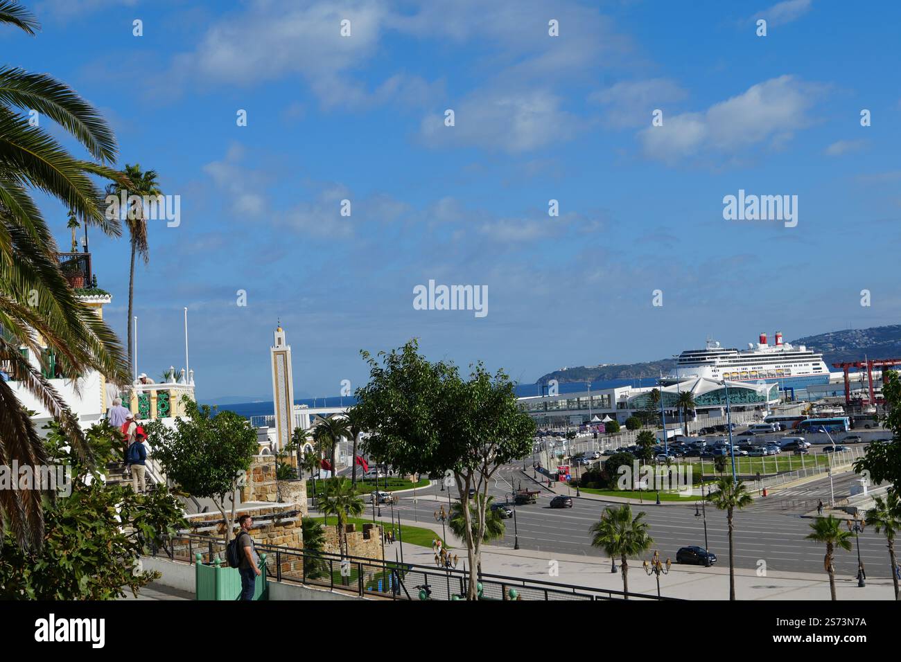View of coast and port of Tangier, Morocco, North Africa Stock Photo ...