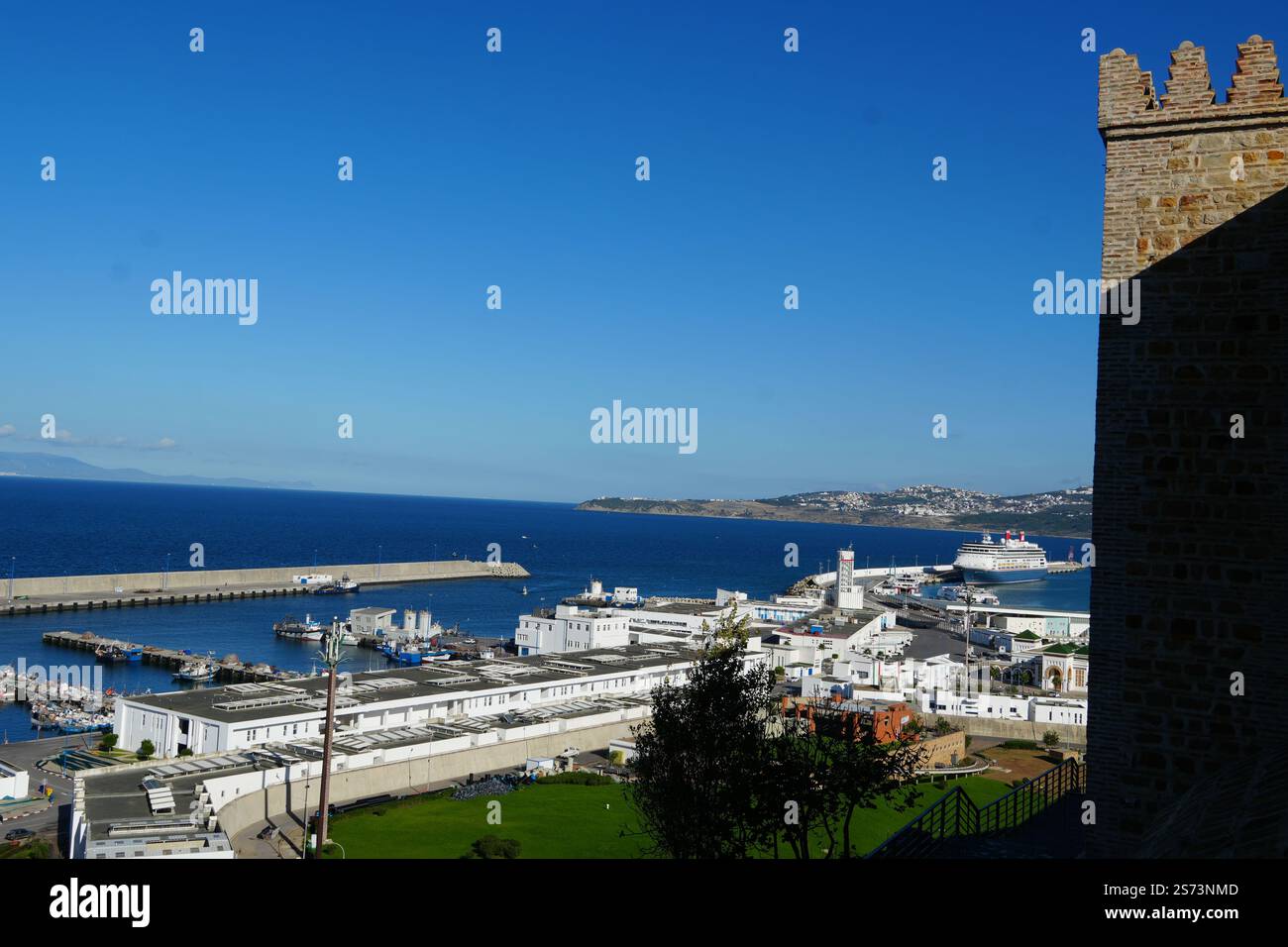 View of coast and port of Tangier, Morocco, North Africa Stock Photo ...