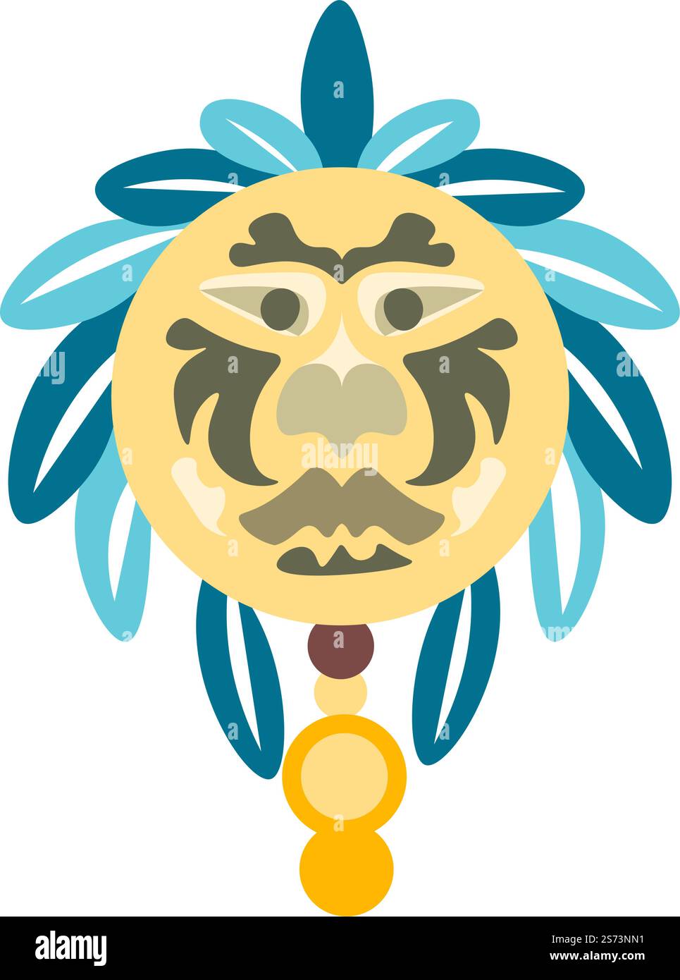 Stone mask, isolated idol or totem, ancient polynesian artwork. Face of ...