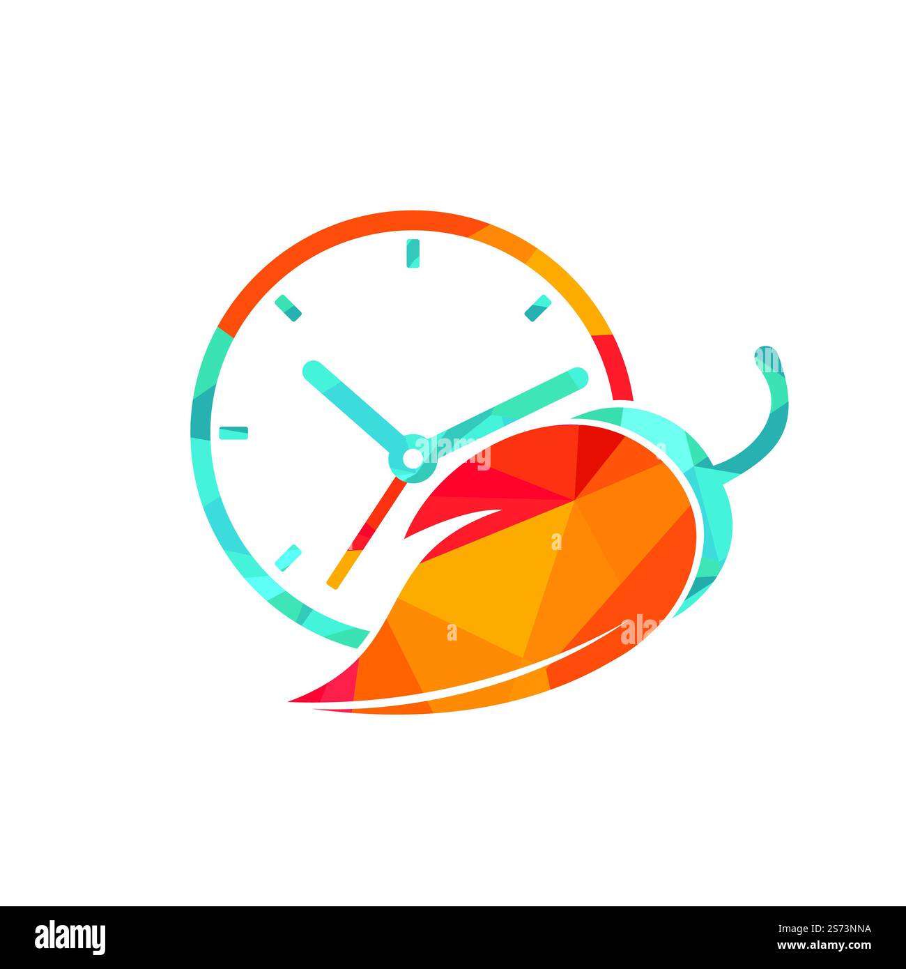 Spicy time vector logo design template. Chili with clock icon vector ...
