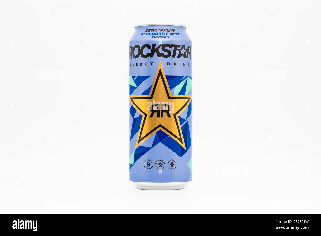 Rockstar Energy Drink Blueberry Mint flavour can. The beverage is a ...