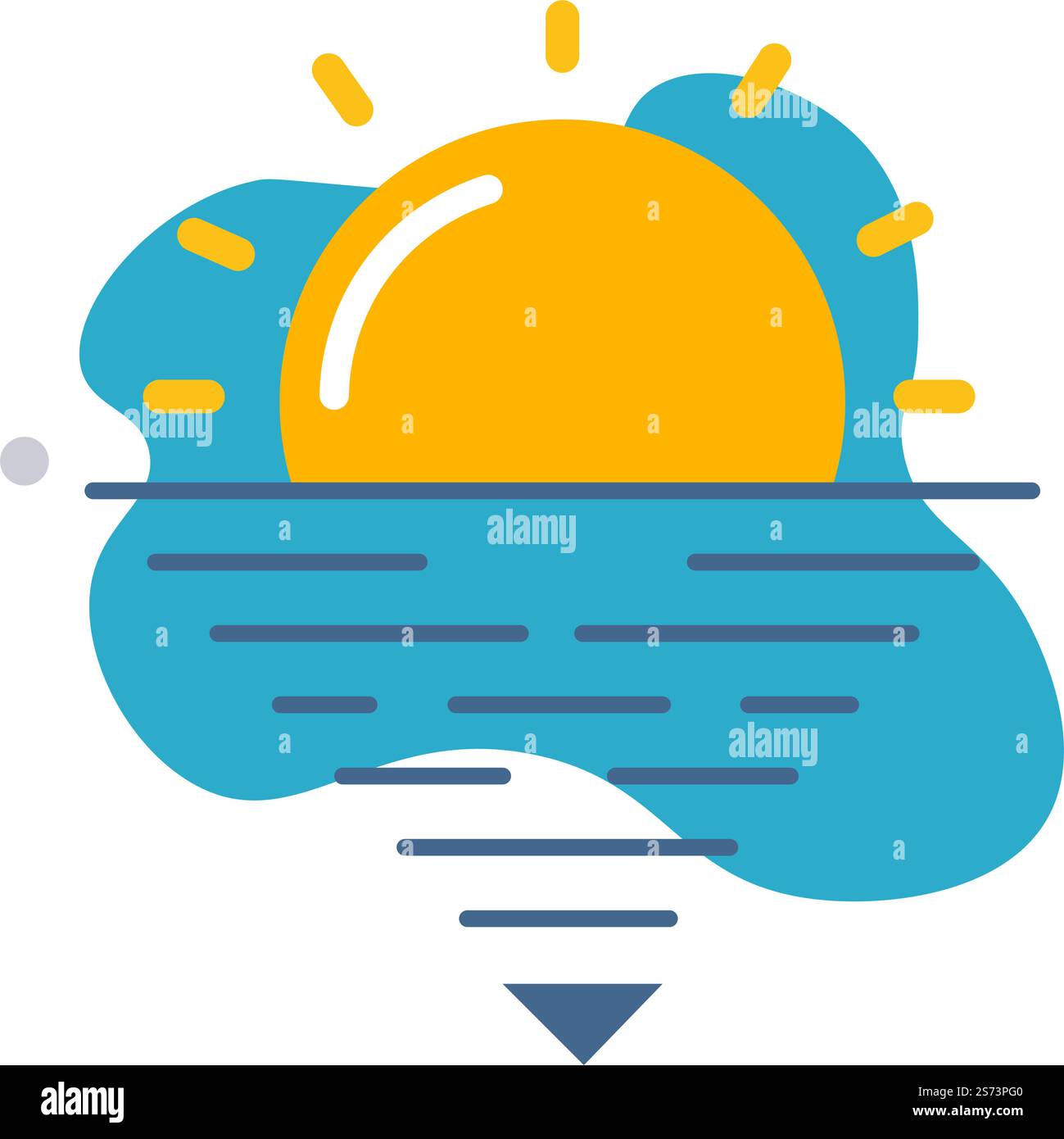 Weather forecast or meteorology signs, isolated icon with sunshine and ...
