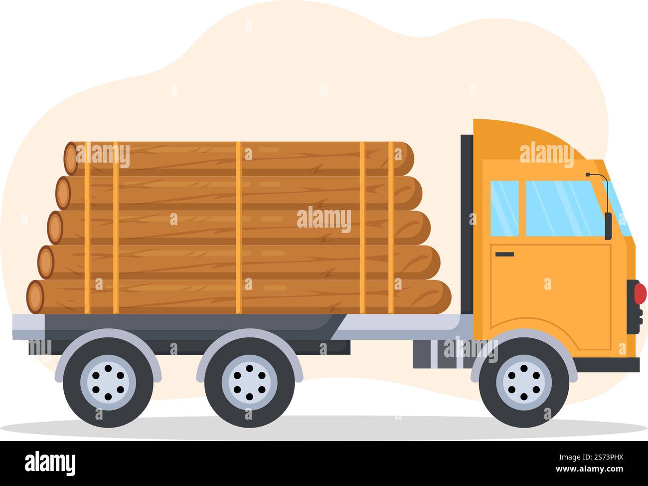 People Tree Cutting and Timber with Truck, Chainsaw Wooden and Tools ...