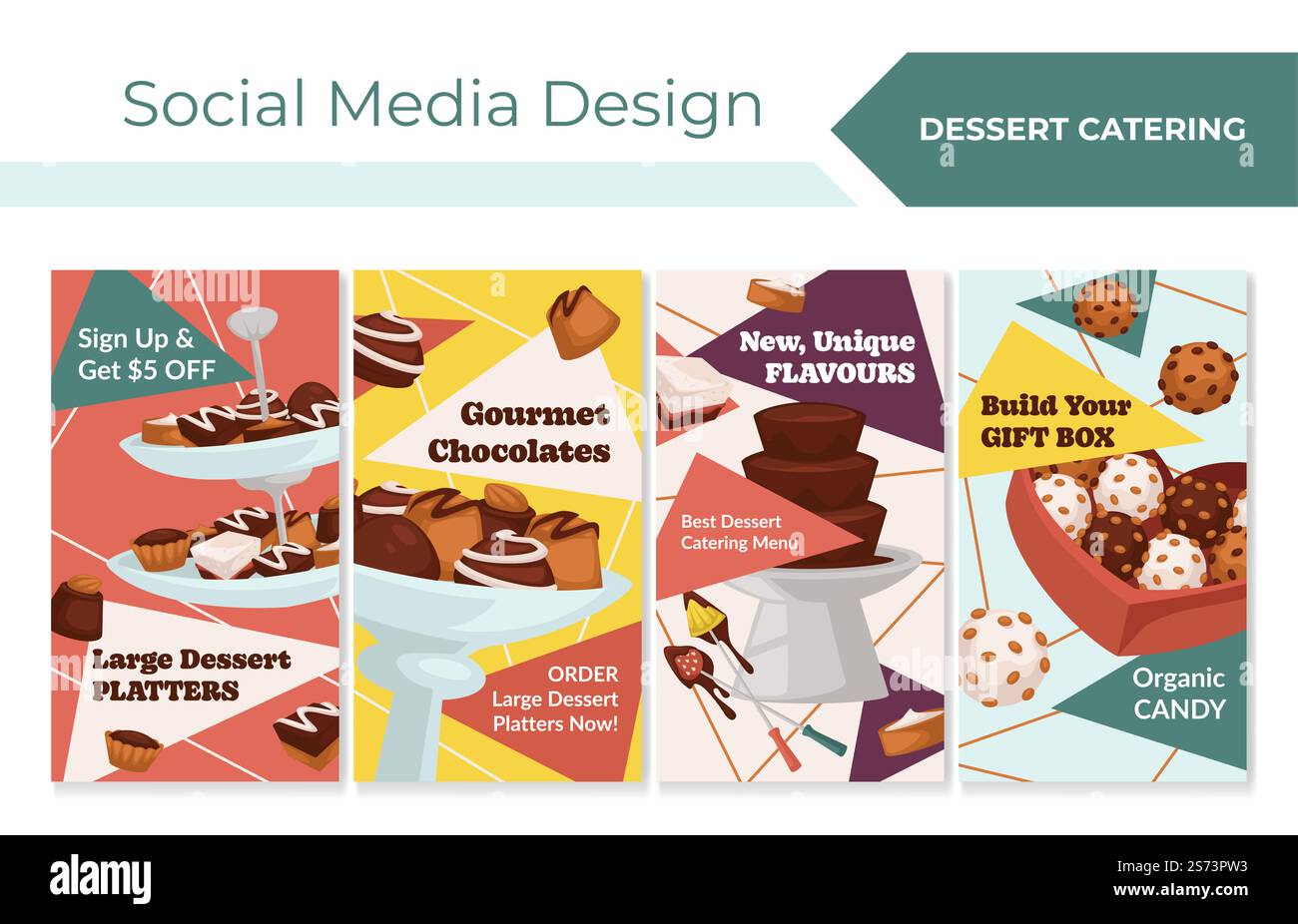 Gourmet dessert store promo at social media set. Network web page with ...