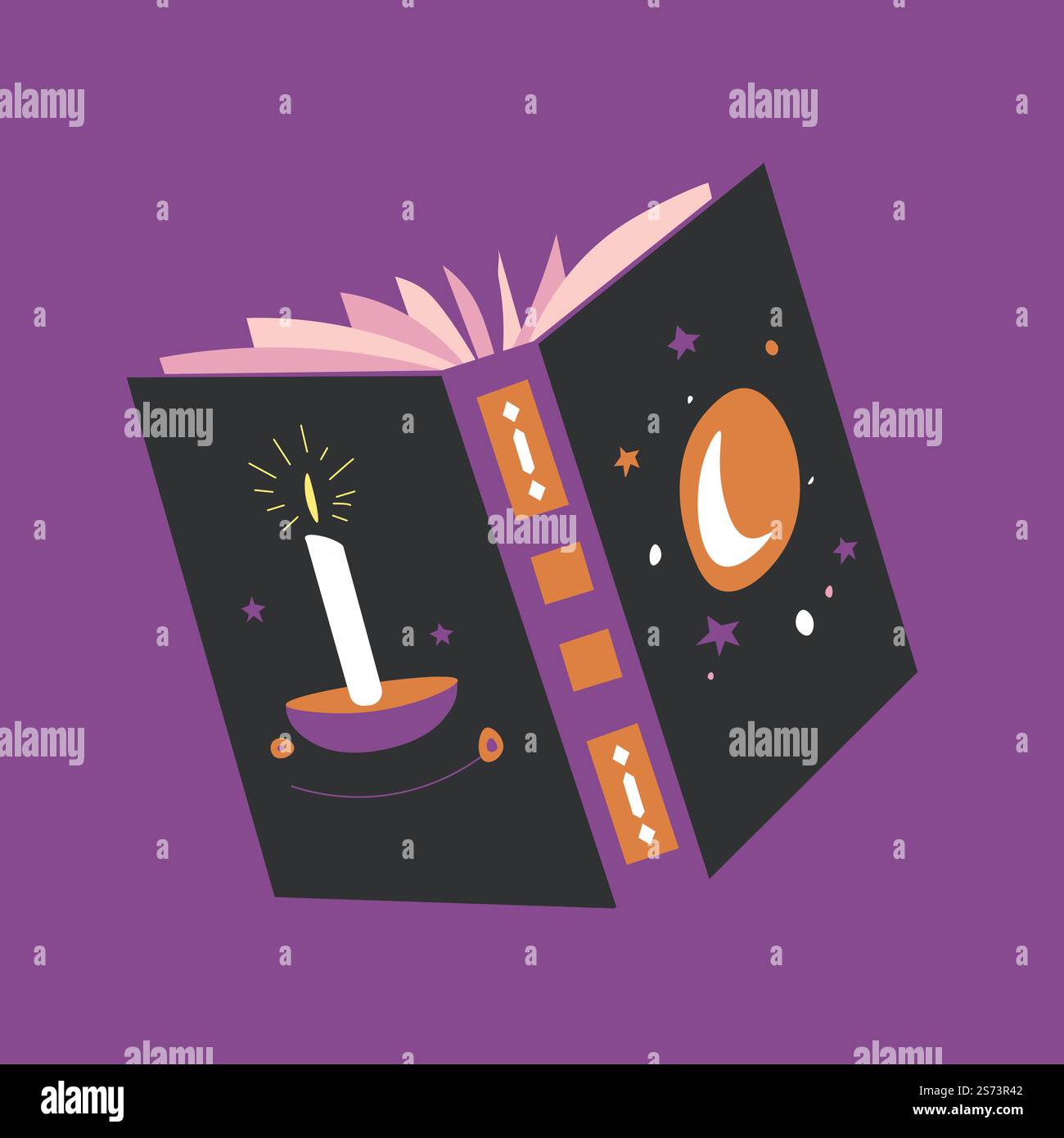 Magic and witchcraft, wizardry and sorcery. Isolated book with spells ...