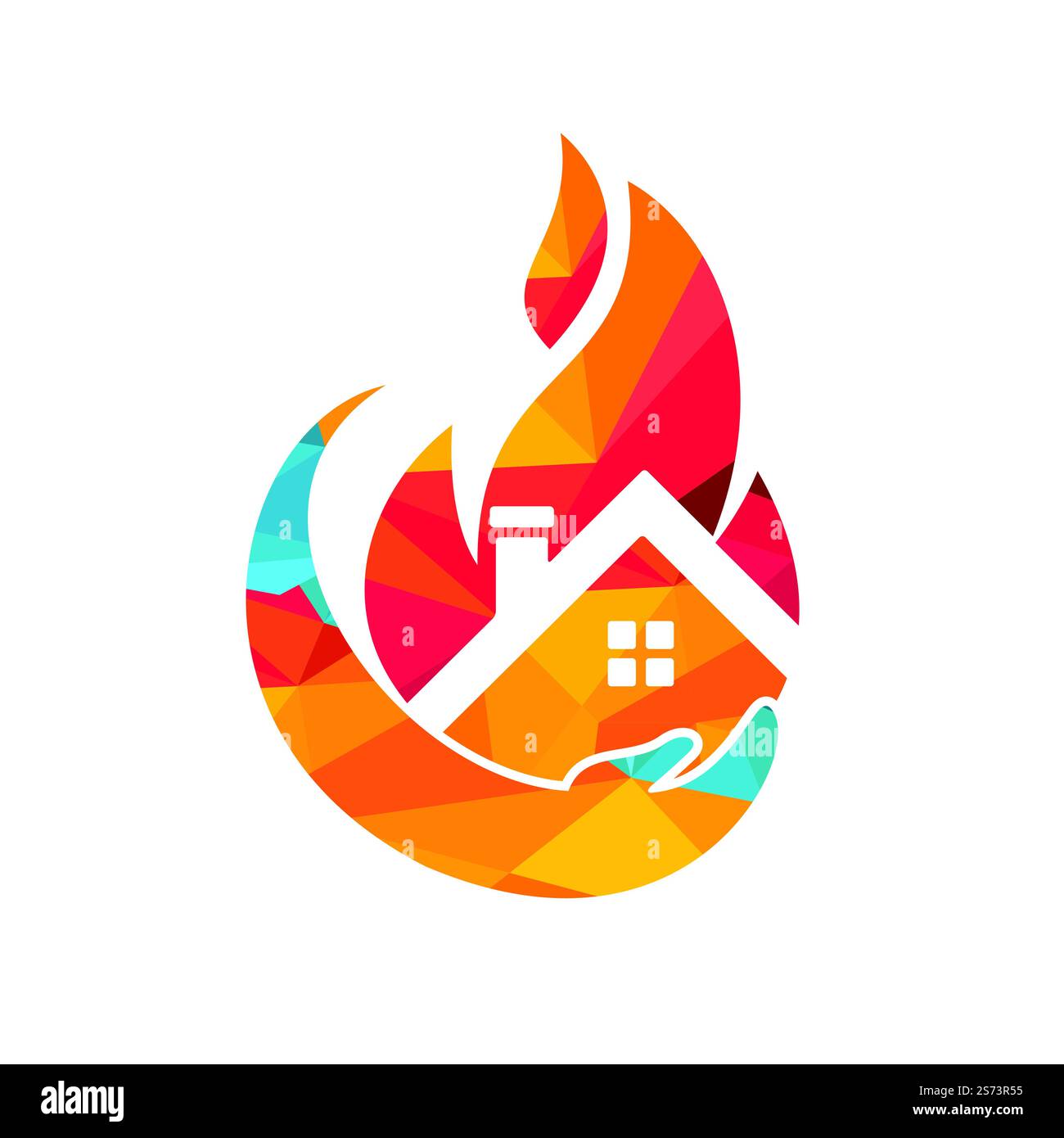 Home insurance vector logo concept. Hand with fire and home icon logo ...