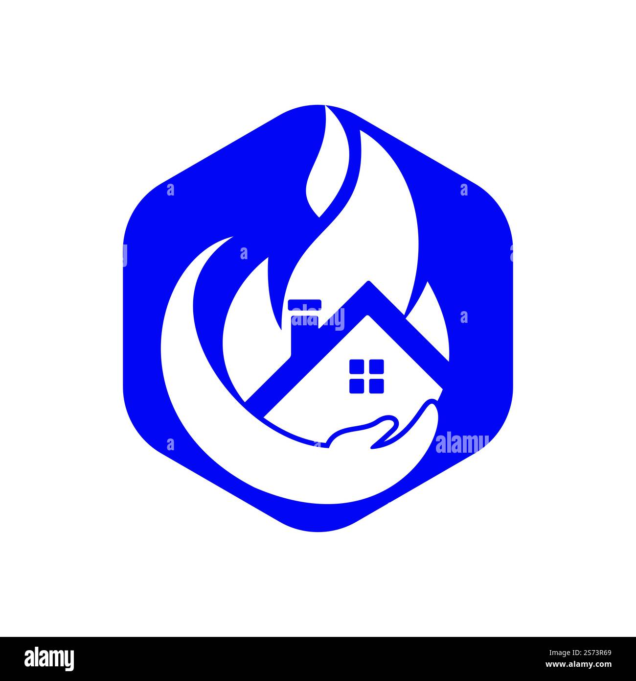 Home insurance vector logo concept. Hand with fire and home icon logo ...