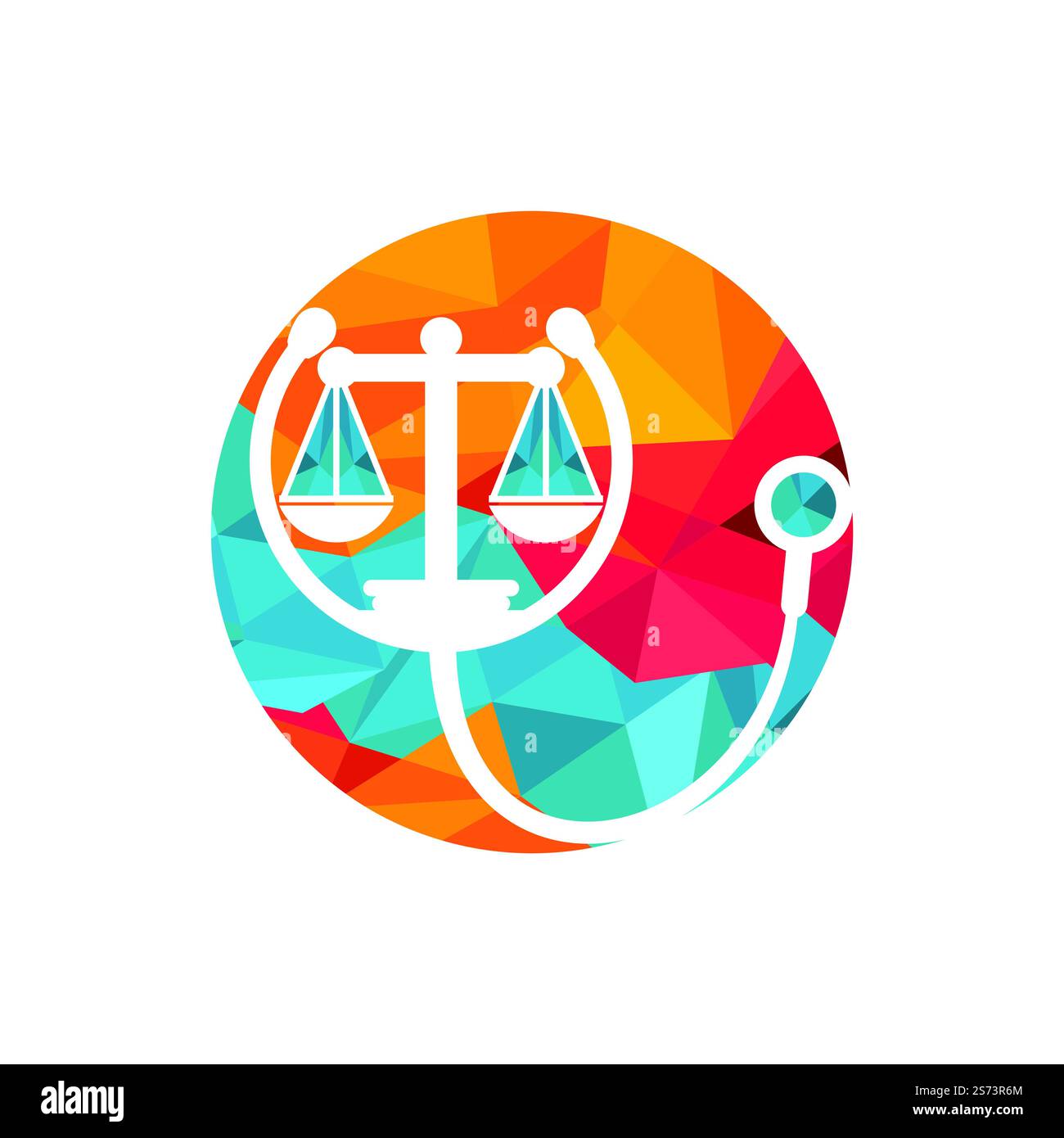 Medical law vector logo design template. Stethoscope with law scale ...