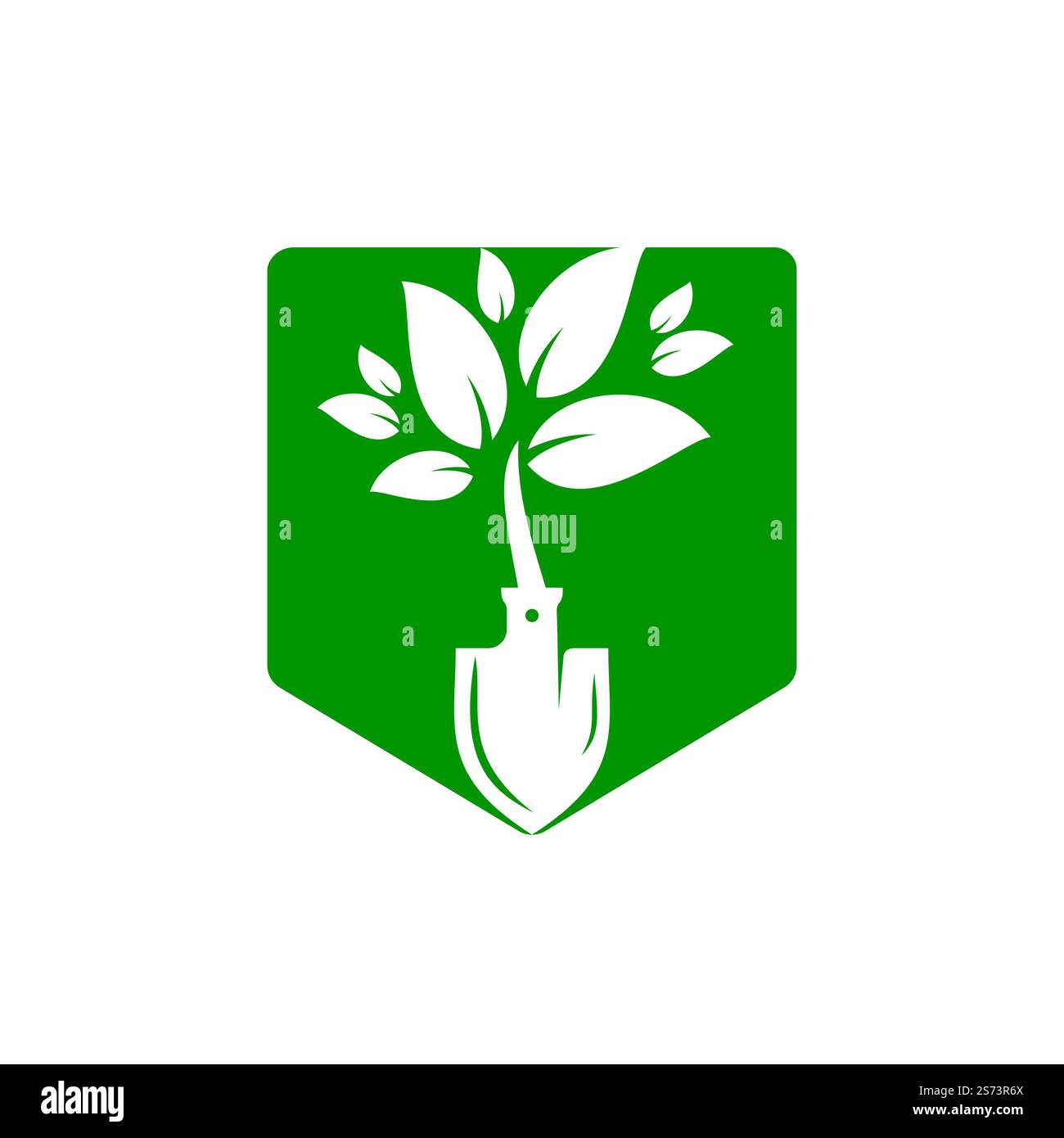 Shovel tree vector logo design. Green garden environment logo design ...
