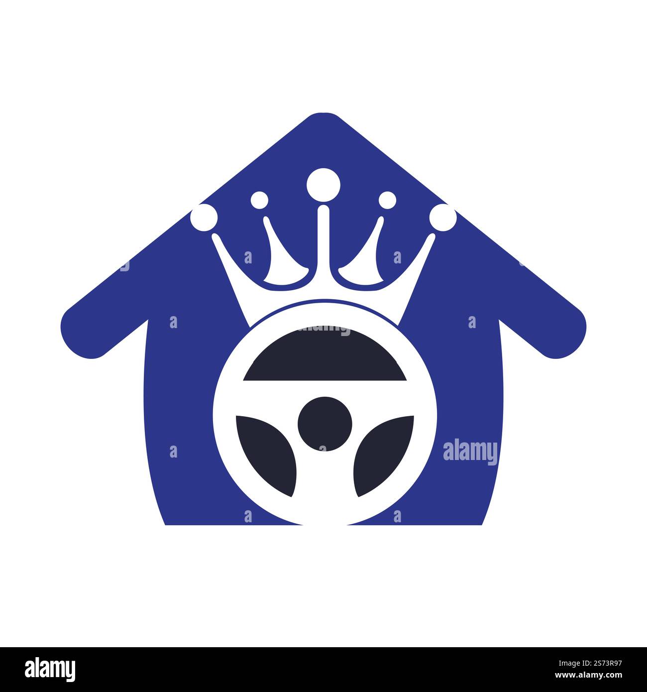 Drive king vector logo design. Steering with crown and home icon Stock ...