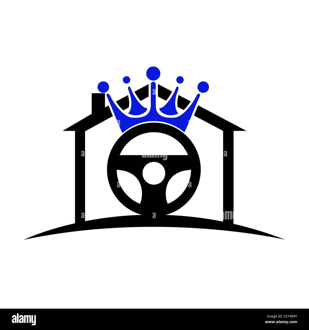Drive king vector logo design. Steering with crown and home icon Stock ...