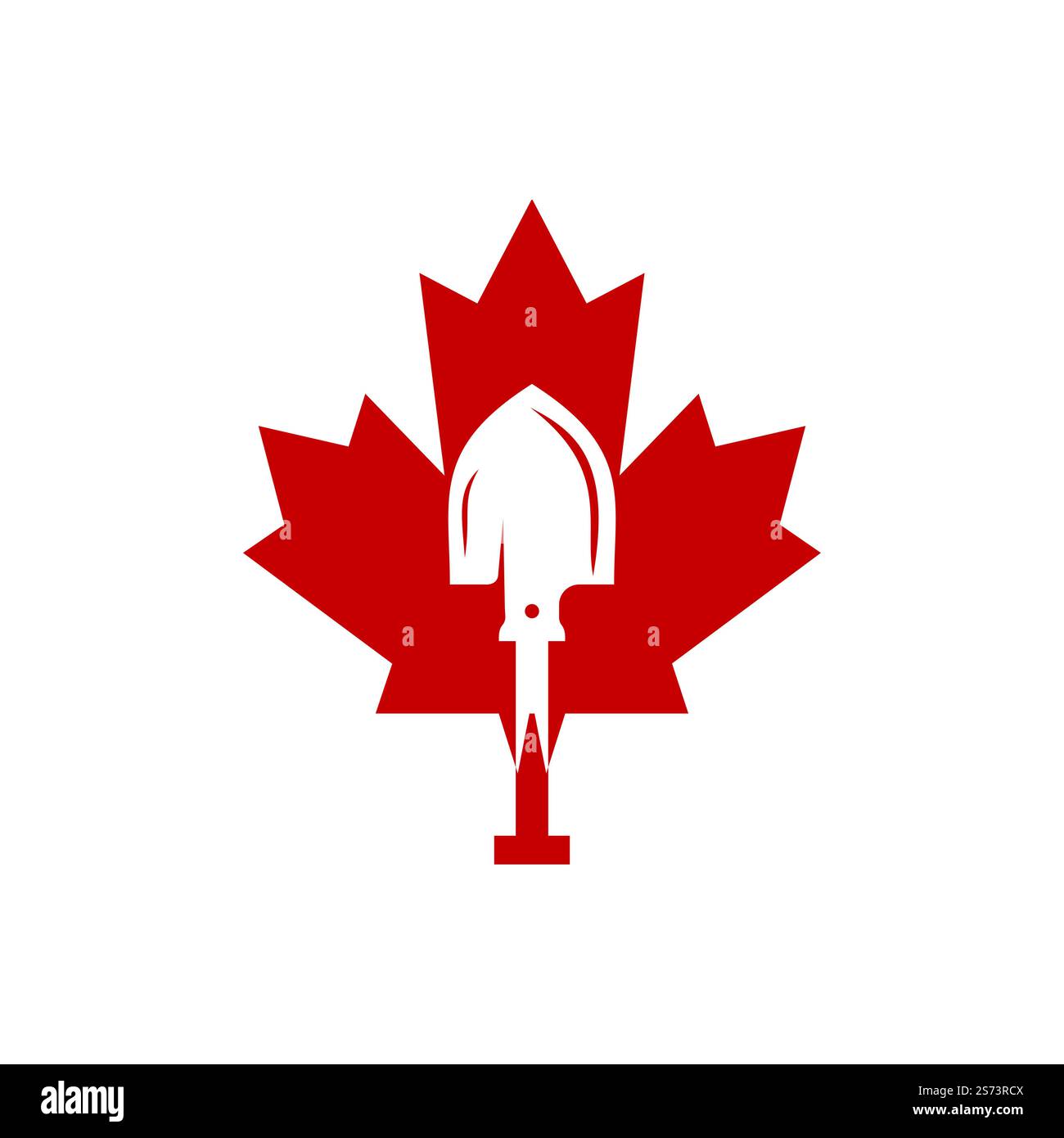 Canada labor vector logo design template. Shovel with maple leaf icon ...