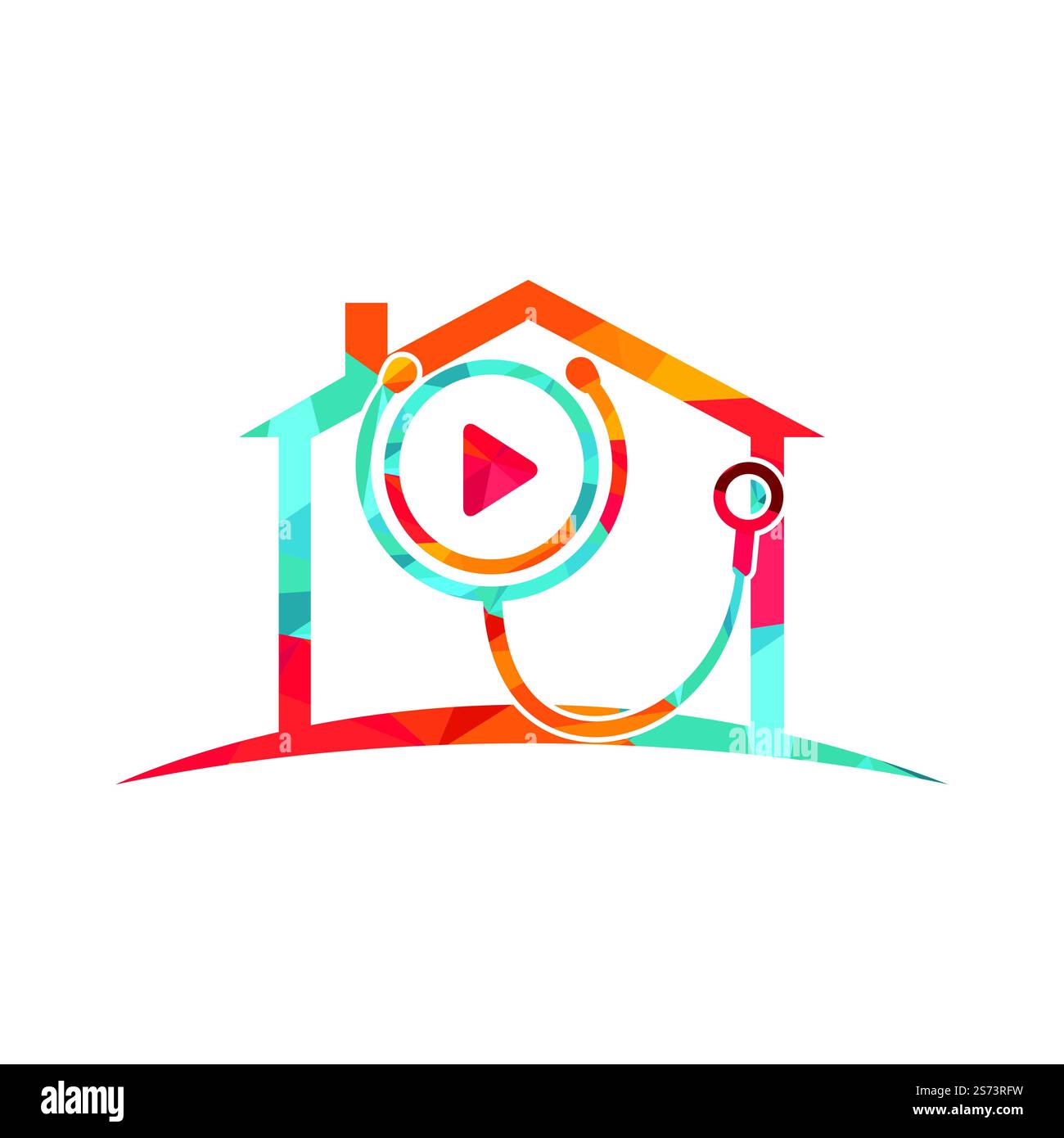Doctor play vector logo design template. Stethoscope and play button ...