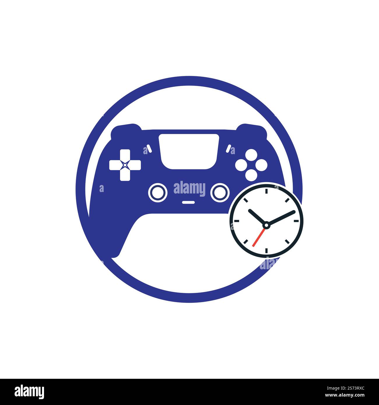 Gaming time vector logo design. Game console with clock icon vector ...