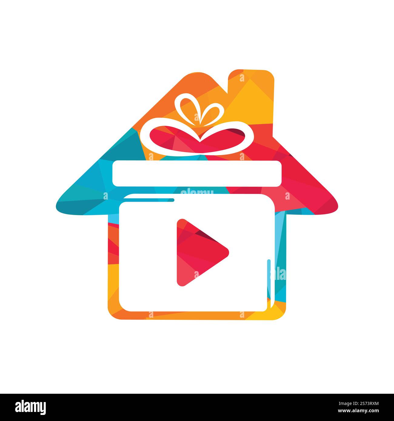 Gift video logo template design. Lovely cinema gift vector logo Stock ...