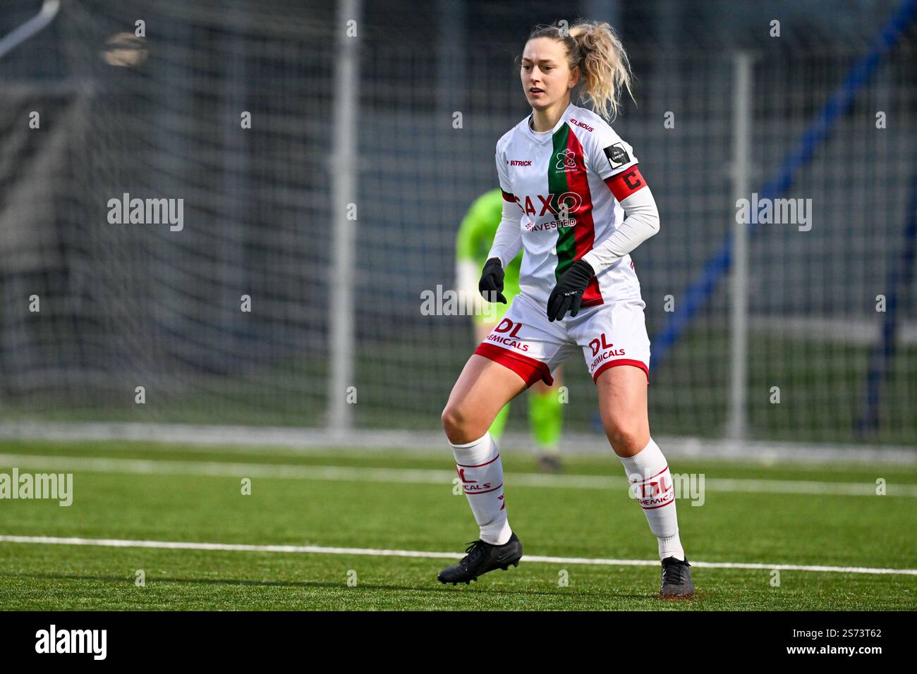 Aalter, Belgium. 18th Jan, 2025. Pauline Windels (5) of Zulte-Waregem pictured during a female ...
