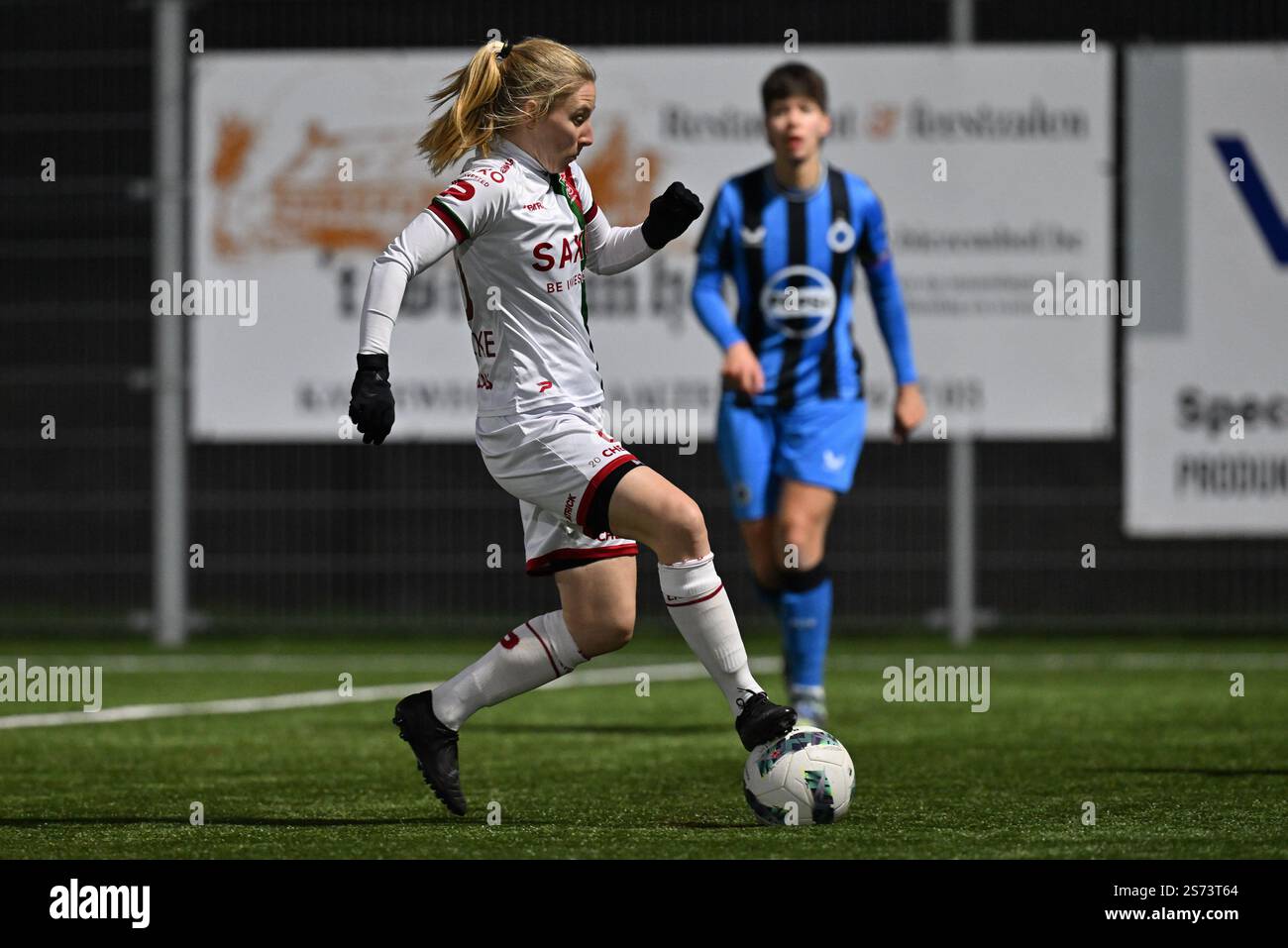 Aalter, Belgium. 18th Jan, 2025. Laura Vervacke (20) of Zulte-Waregem pictured during a female ...