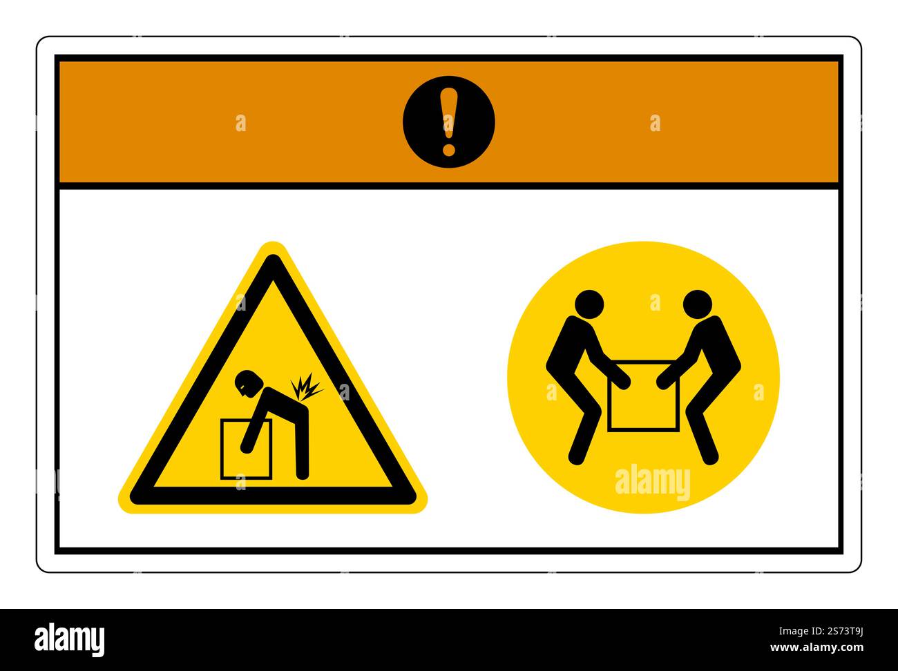 Warning Lift Hazard Use Two Person Lift Symbol Sign On White Background ...