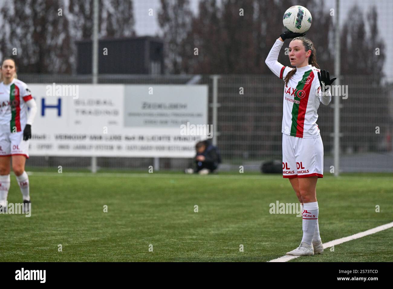 Aalter, Belgium. 18th Jan, 2025. Heike Maelfait (2) of Zulte-Waregem pictured during a female ...