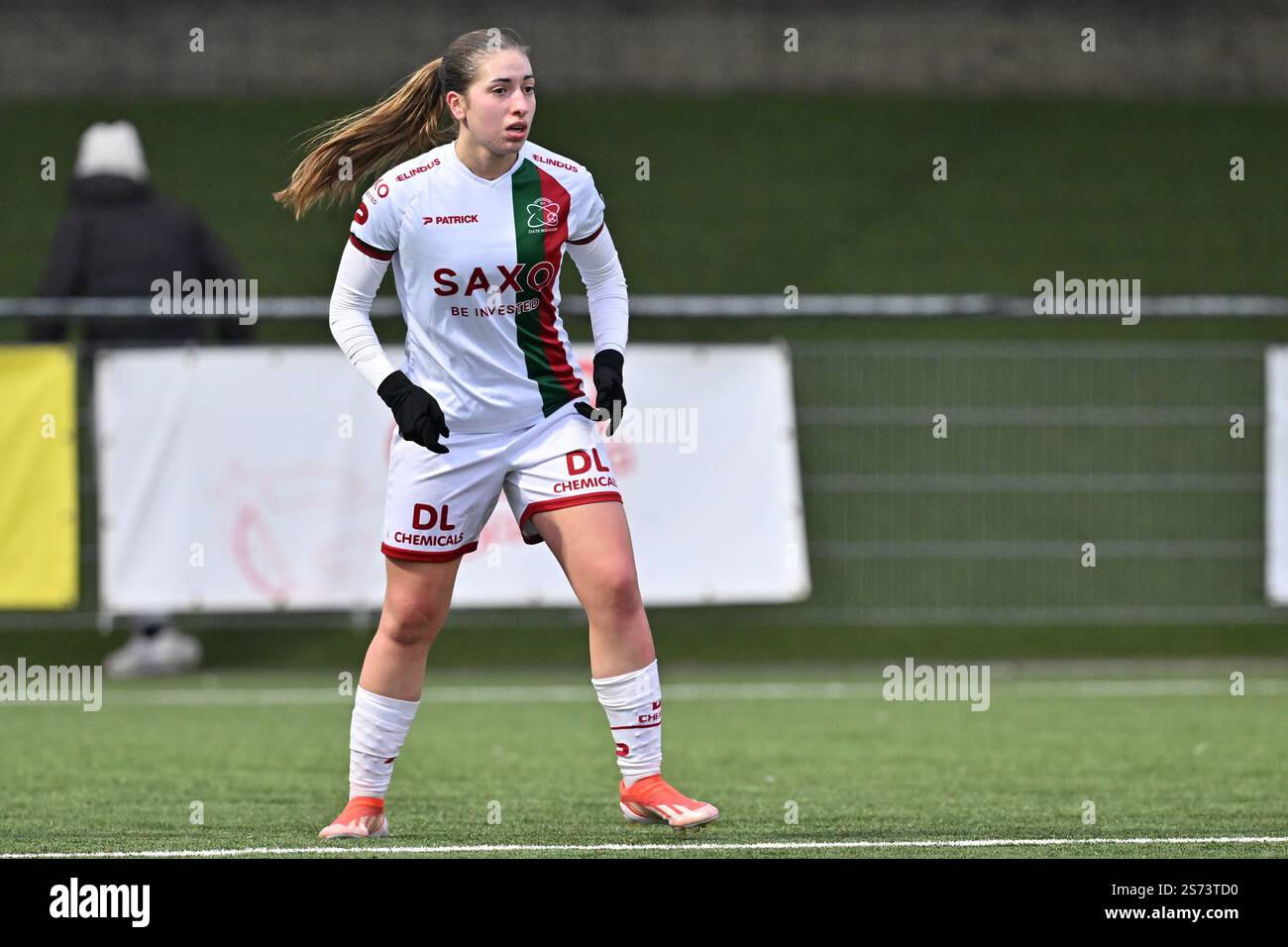 Aalter, Belgium. 18th Jan, 2025. Lena Hubaut (6) of Zulte-Waregem pictured during a female ...