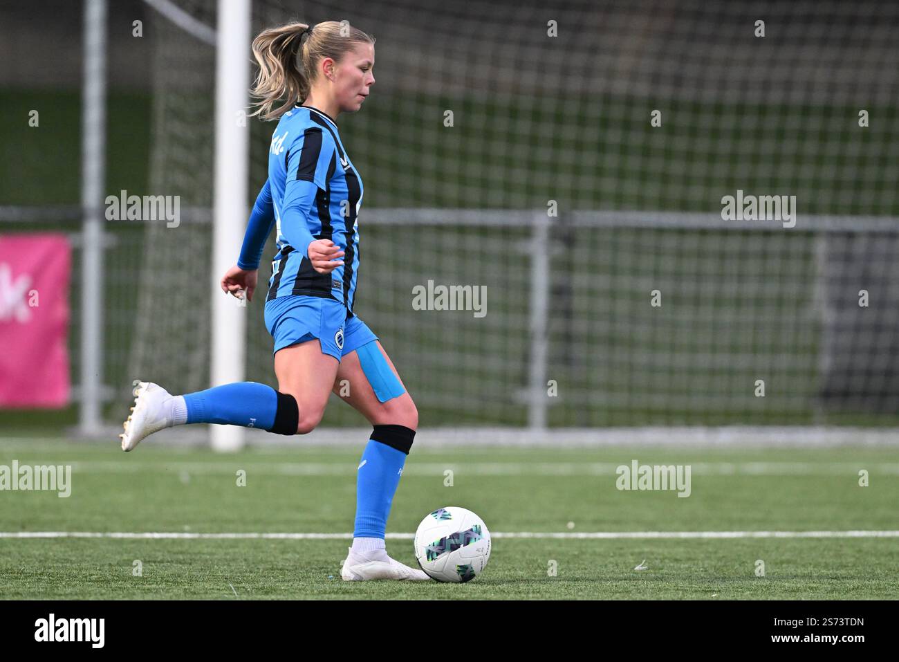 Aalter, Belgium. 18th Jan, 2025. Amy Littel (4) of Club YLA pictured during a female soccer game ...