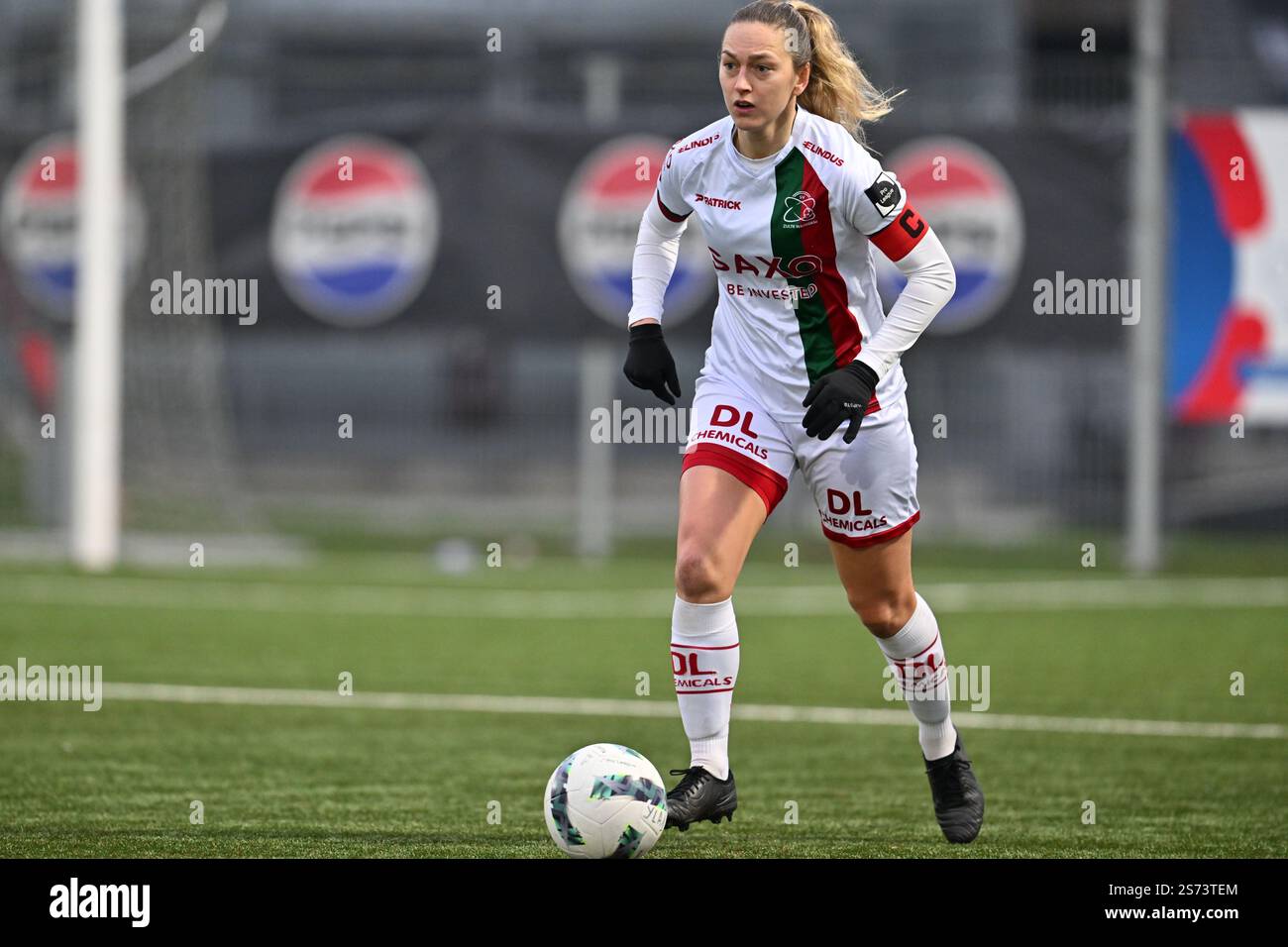 Aalter, Belgium. 18th Jan, 2025. Pauline Windels (5) of Zulte-Waregem pictured during a female ...