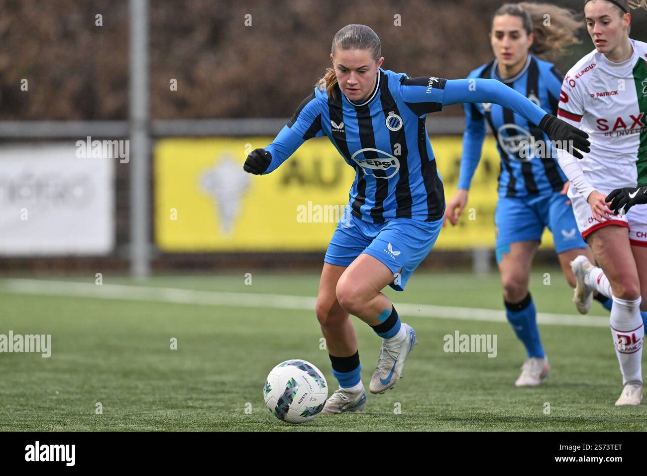 Aalter, Belgium. 18th Jan, 2025. Clementine Reynebeau (46) of Club YLA pictured during a female ...