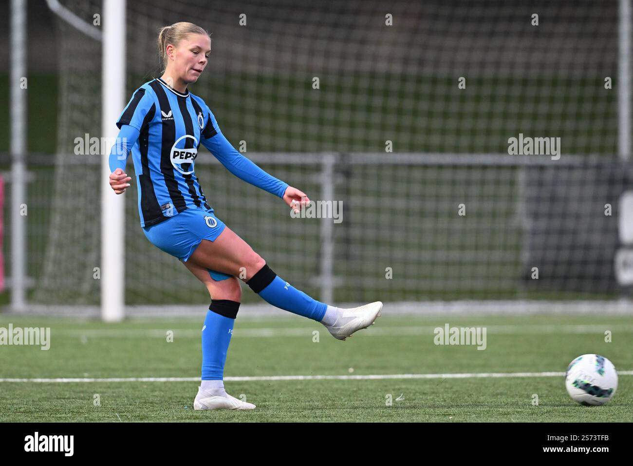 Aalter, Belgium. 18th Jan, 2025. Amy Littel (4) of Club YLA pictured during a female soccer game ...
