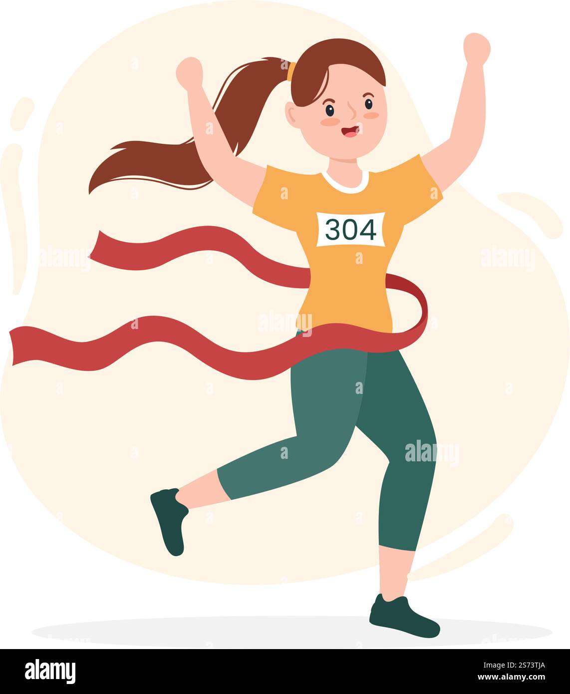 Running Racing Template Hand Drawn Cartoon Flat Illustration People ...