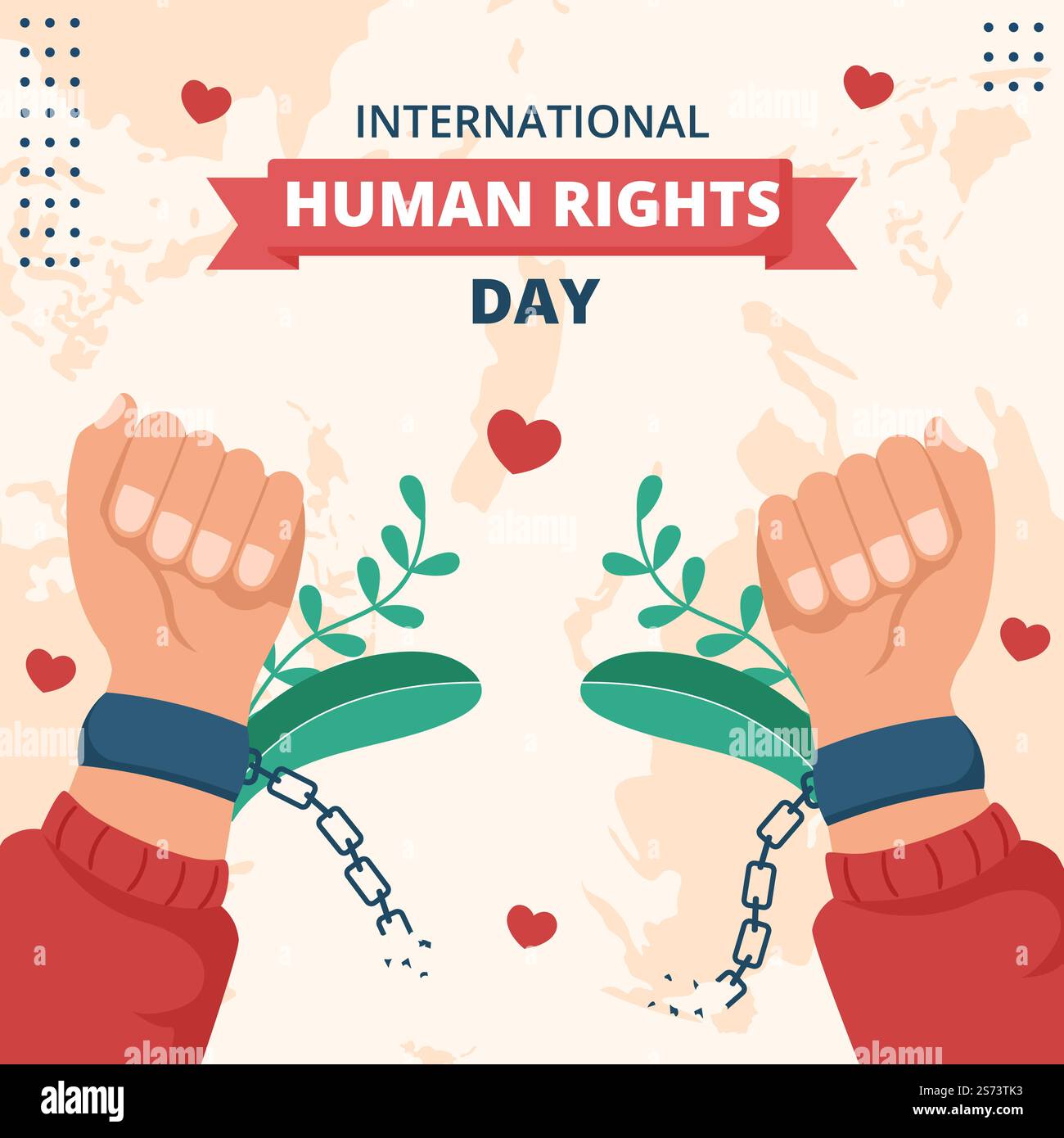 International Human Rights Day Background Template Hand Drawn Cartoon ...