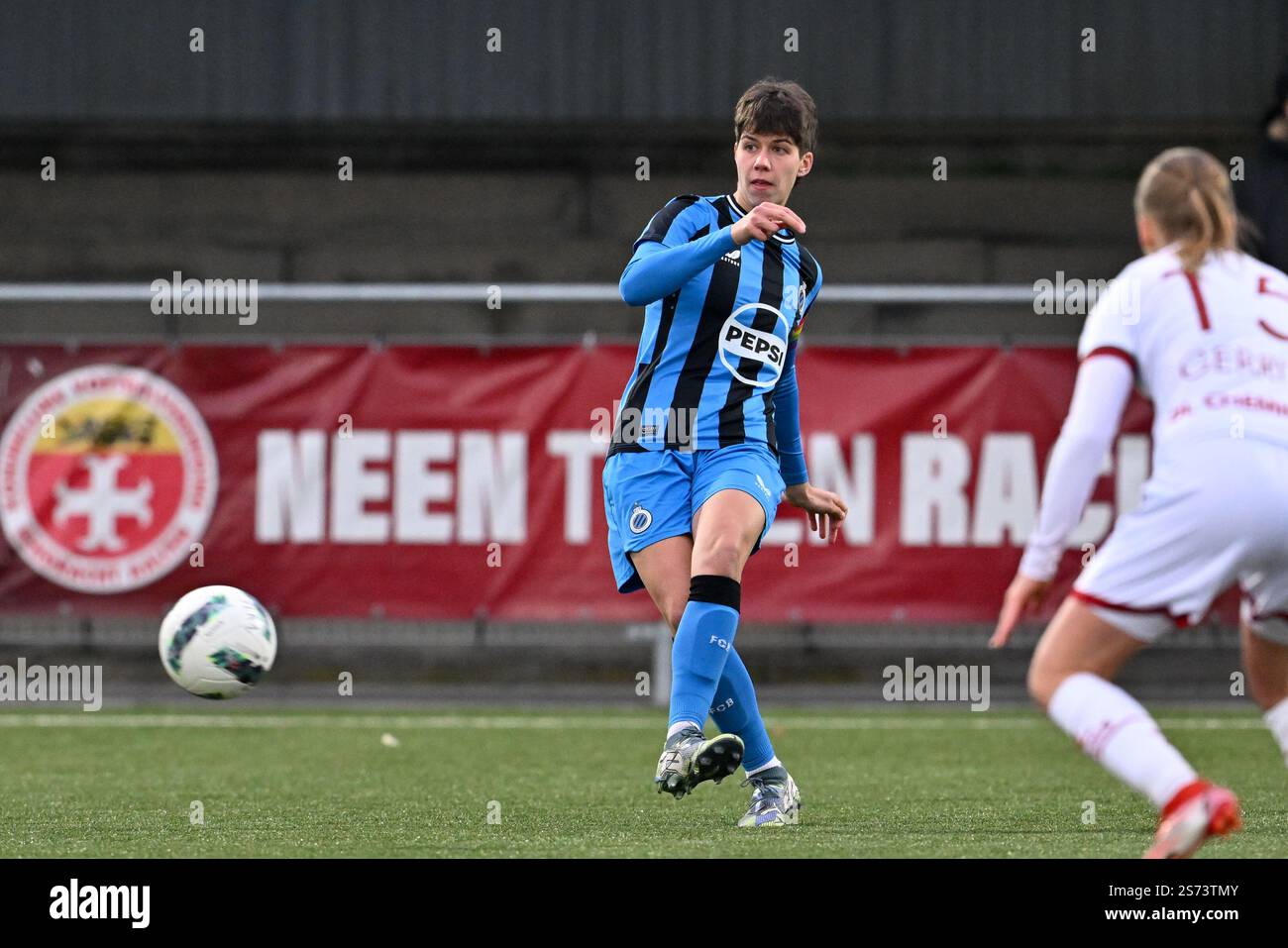Aalter, Belgium. 18th Jan, 2025. Isabelle Iliano (18) of Club YLA pictured during a female ...