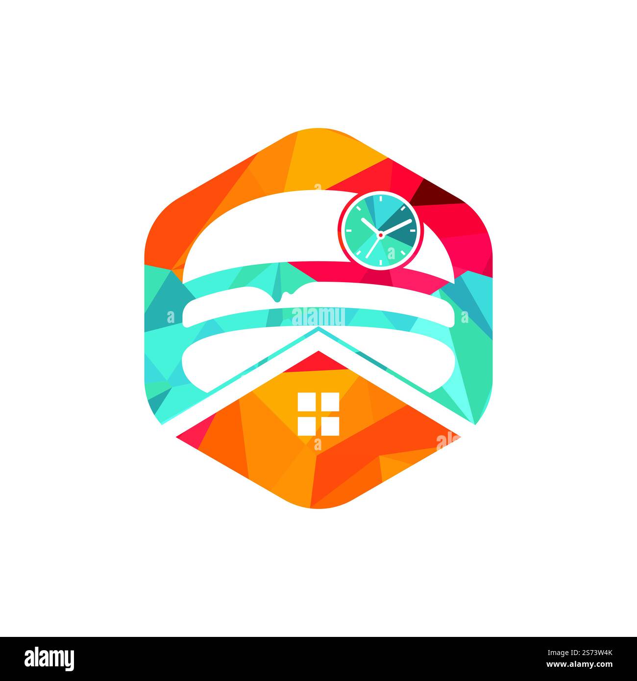 Burger time vector logo design template. Big burger with clock and ...