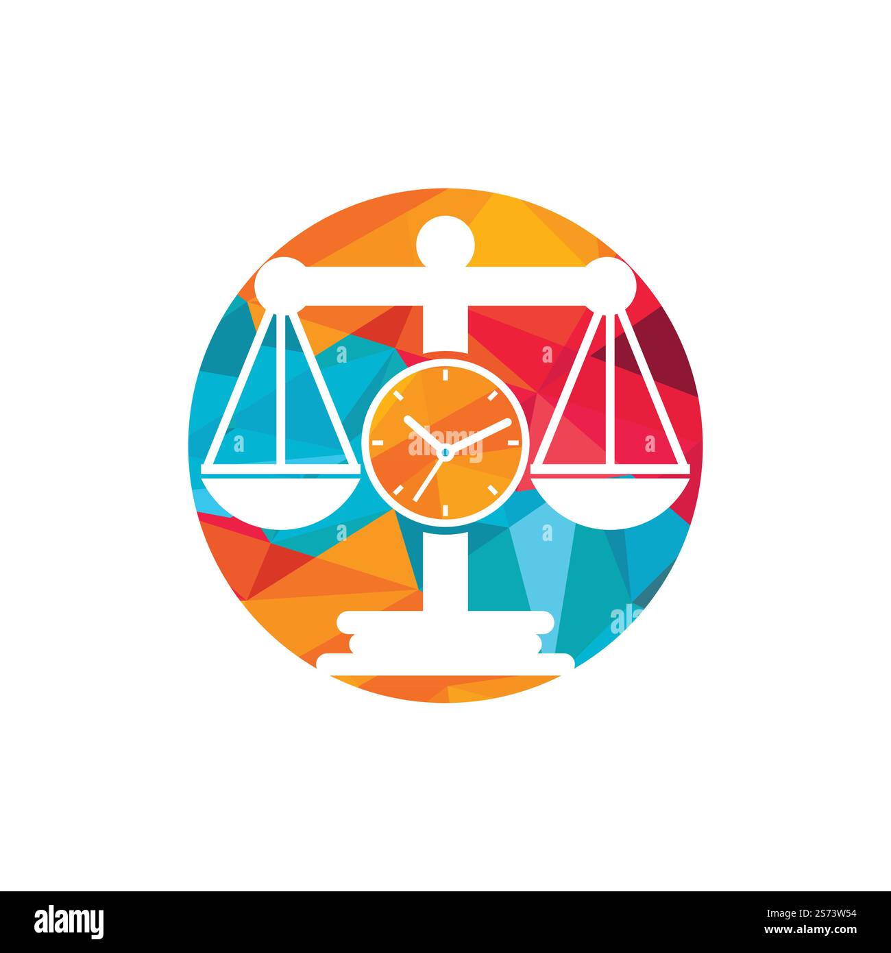 Law time vector logo design. Scale with clock icon vector logo design ...