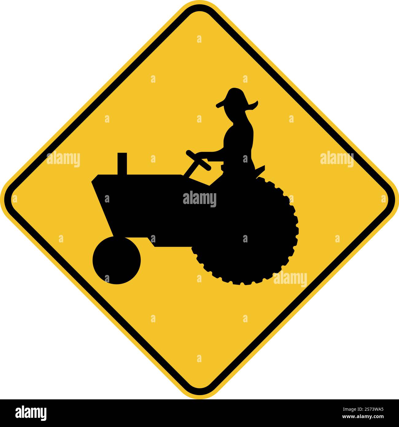 Farm Machinery Crossing Sign On White Background Stock Vector Image ...