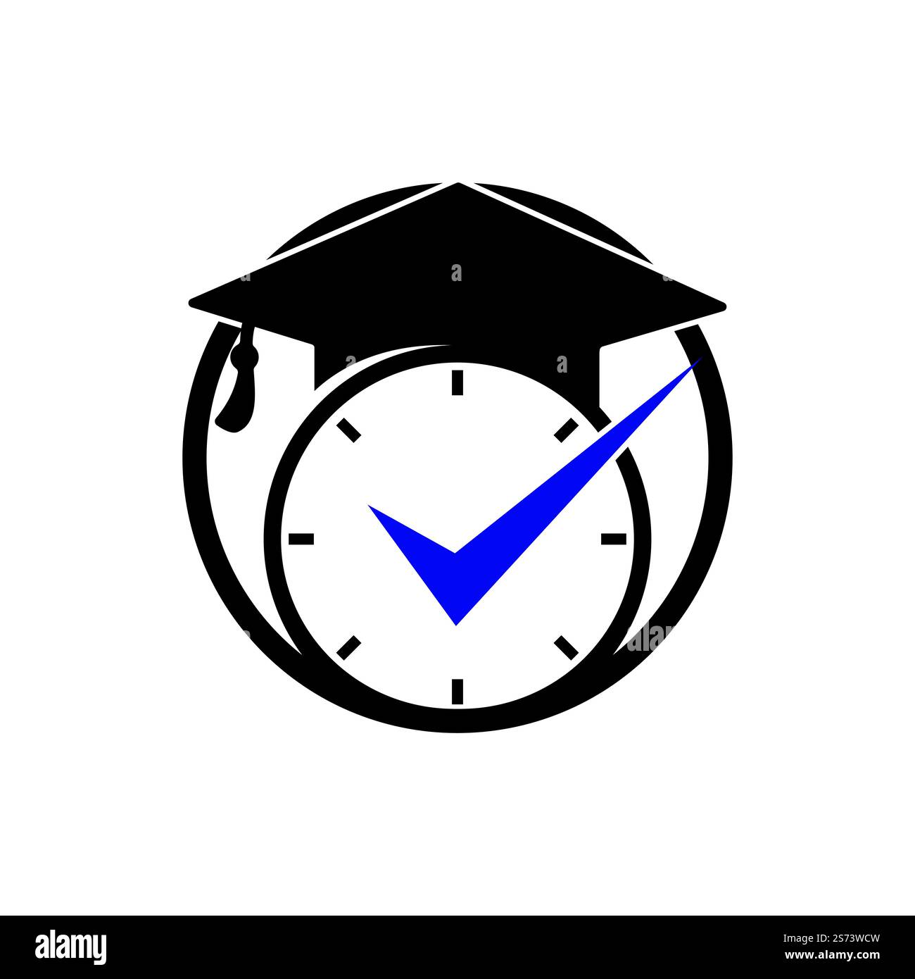 Study time vector logo design. Graduation hat with clock and check icon ...
