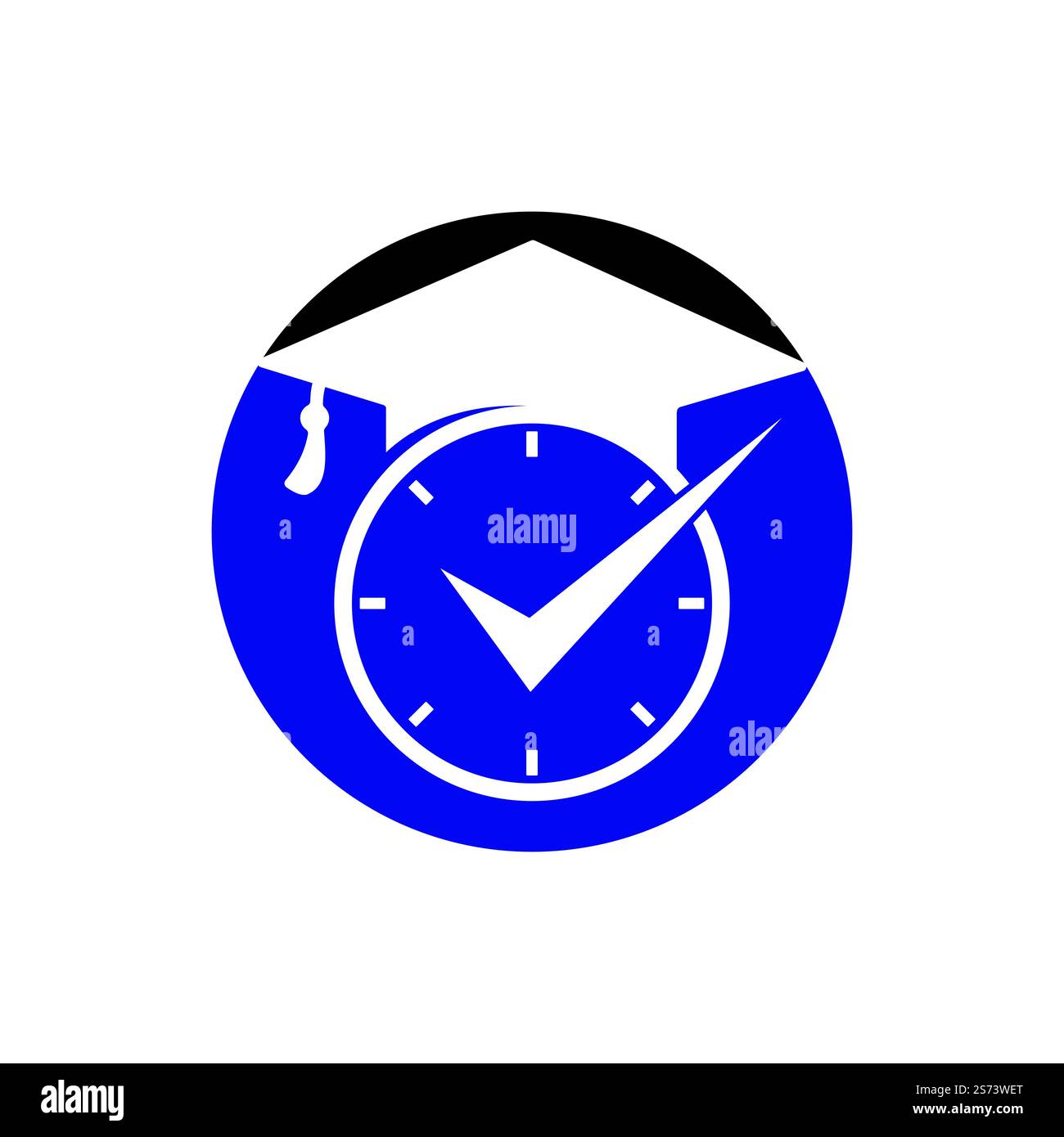 Study time vector logo design. Graduation hat with clock and check icon ...