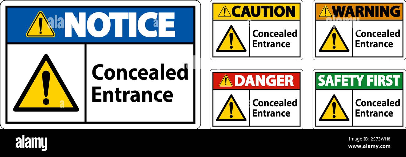 Label Concealed Entrance Sign On White Background Stock Vector Image ...