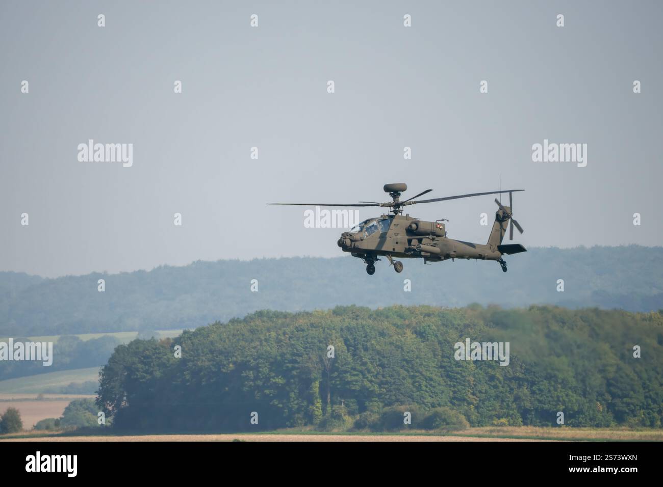 front view of a British army Boeing Apache Longbow Attack helicopter ...