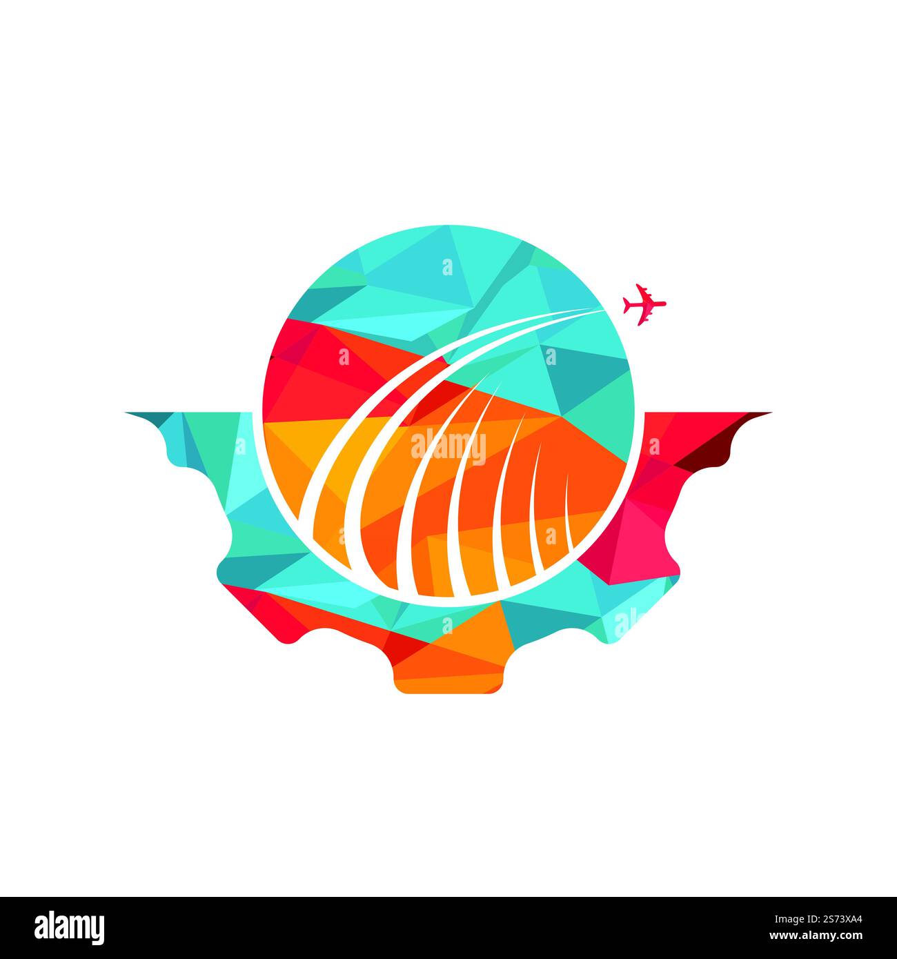 Gear travel vector logo design. Abstract airplane travel fly with gear ...