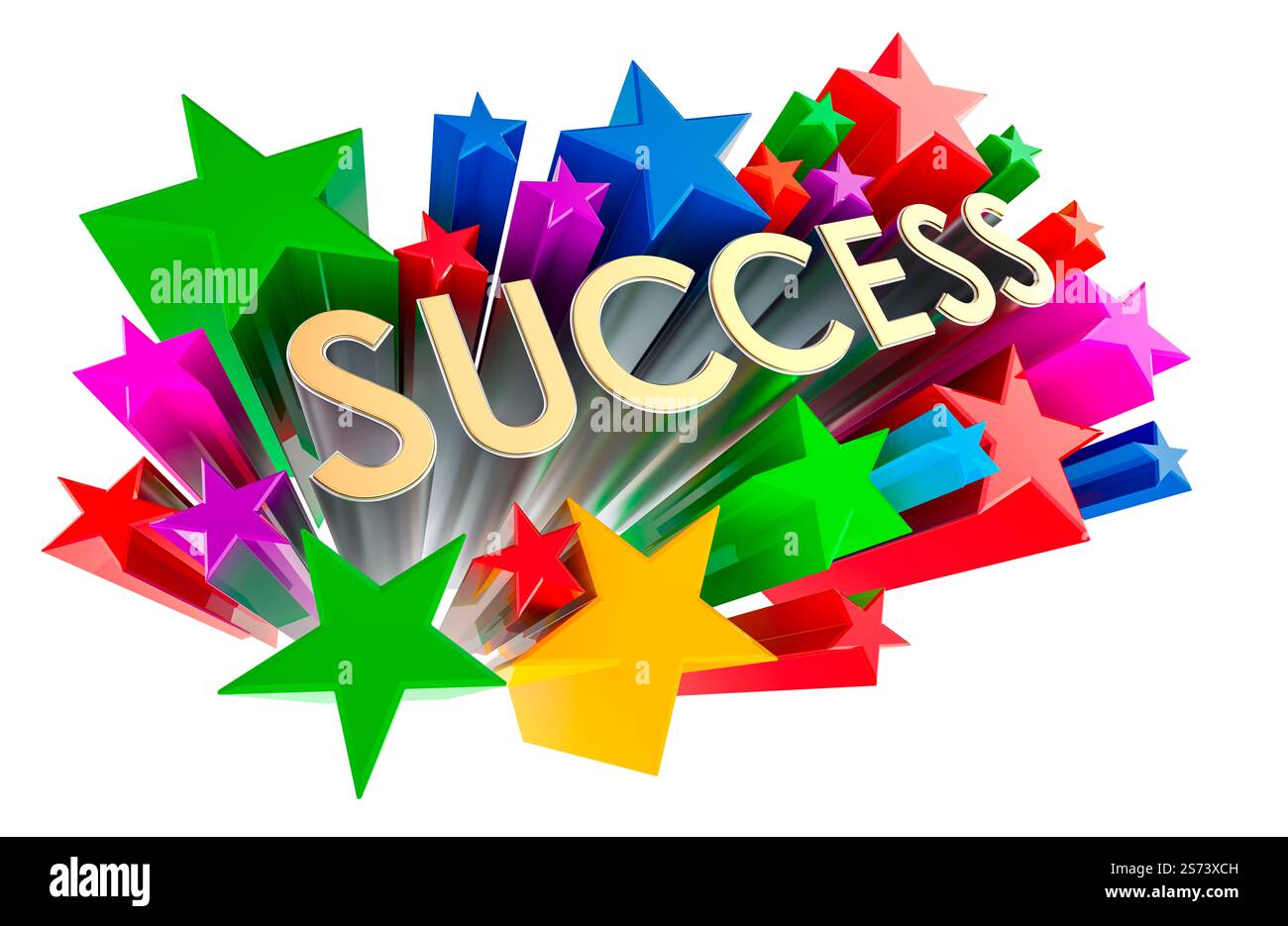 Success concept with Stars. 3D rendering isolated on white background ...
