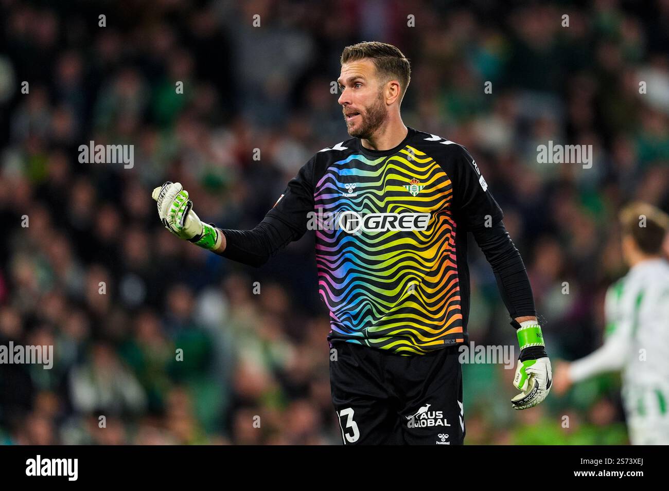 Adrian San Miguel of Real Betis gestures during the Spanish league ...