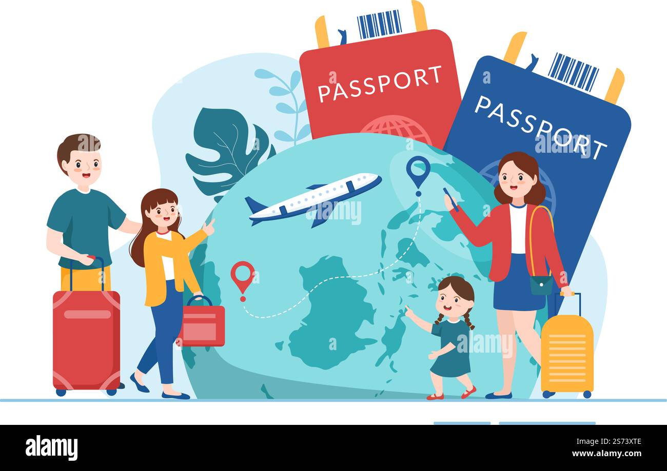 Immigration Template Hand Drawn Cartoon Flat Illustration of Document ...