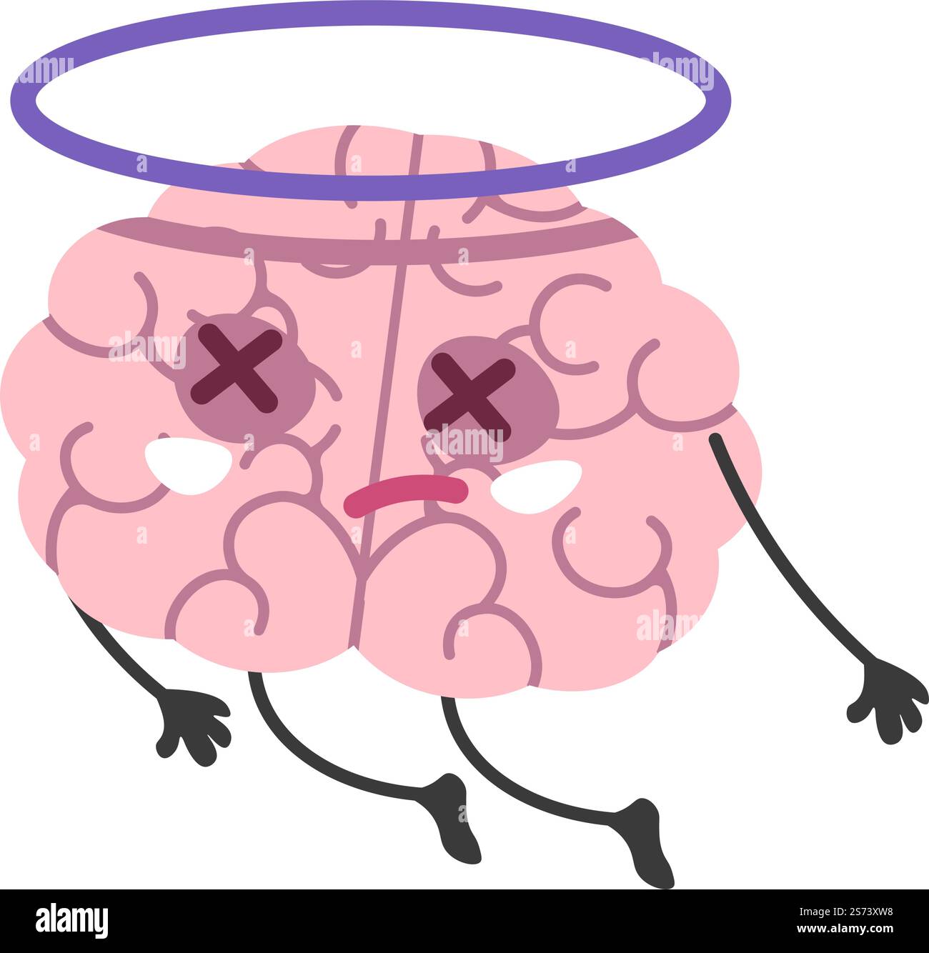 Burnout or tension, tired brain fell asleep. Isolated mind character ...