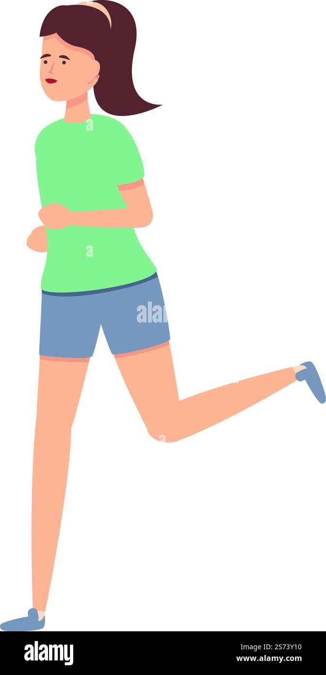 Girl morning run icon cartoon vector. Street workout. Body person. Girl ...