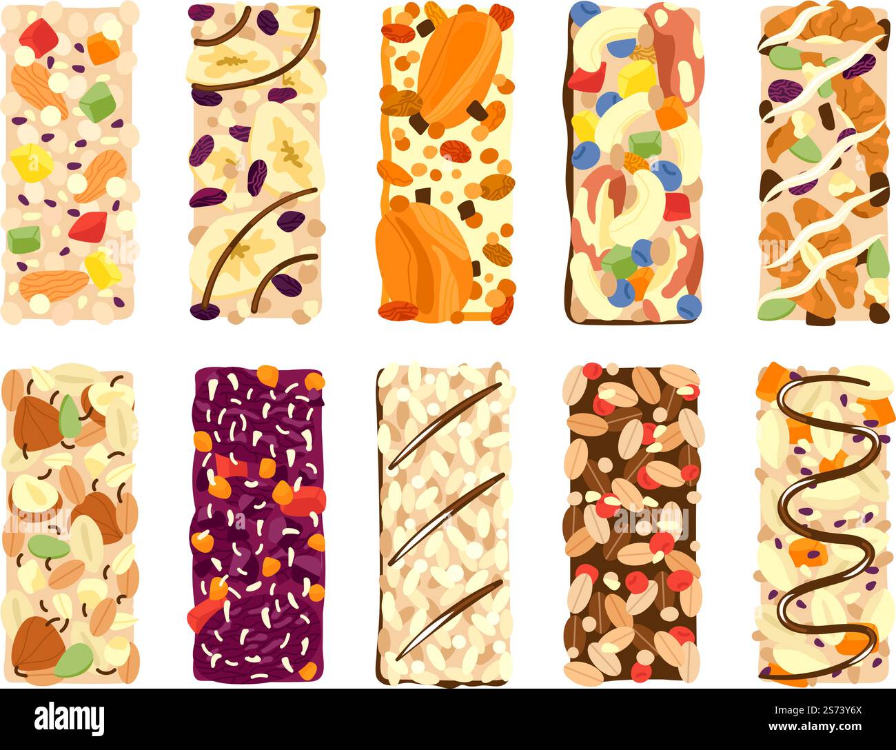 Muesli bars. Cartoon carbohydrates snack for breakfast. Isolated ...