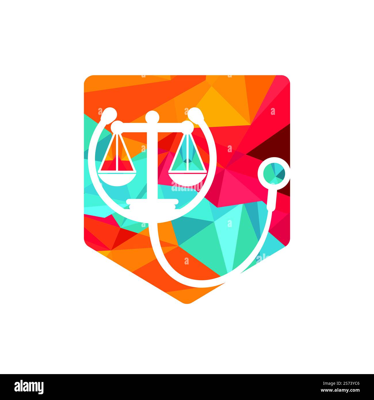 Medical law vector logo design template. Stethoscope with law scale ...